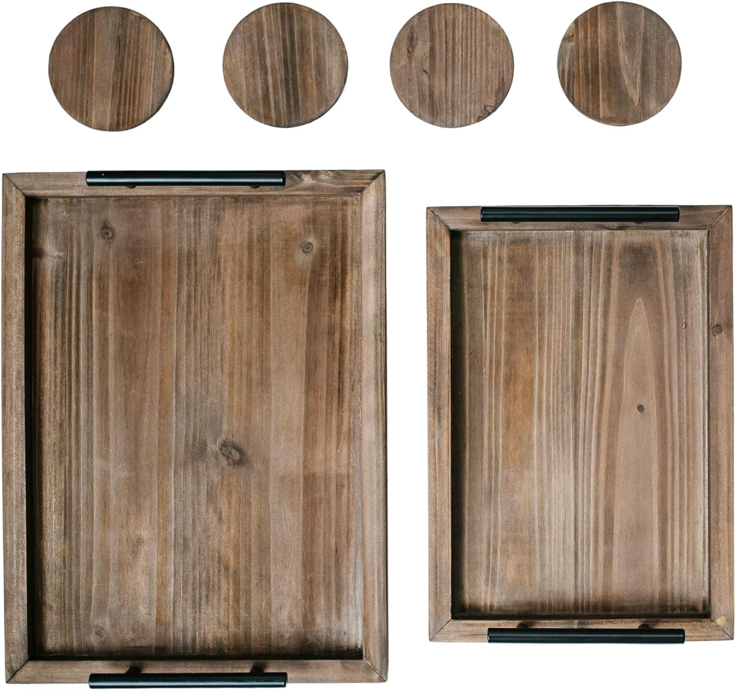 sasyxdc Decorative Ottoman Serving Tray Wooden Rustic () Rustic Brown ...