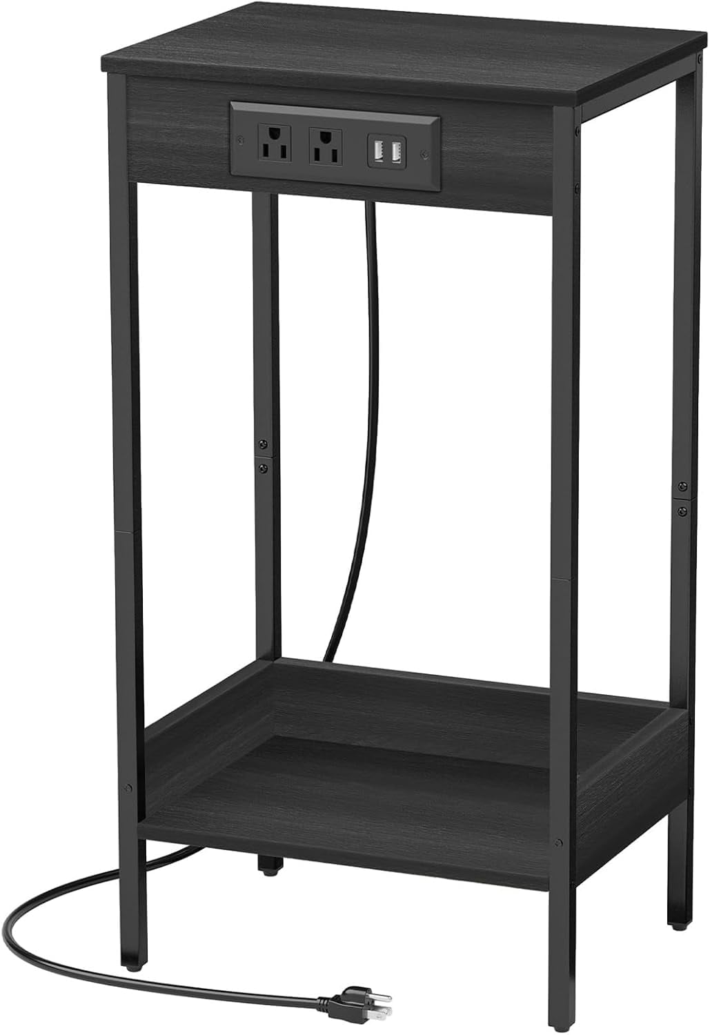 sasyxdc End Table Nightstand with Charging Station 2-Tier Modern Corner ...