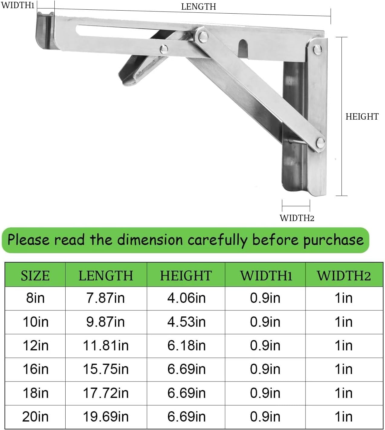 sasyxdc Folding Shelf Brackets 20 Inch 4 Pcs Heavy Duty Wall Mounted ...