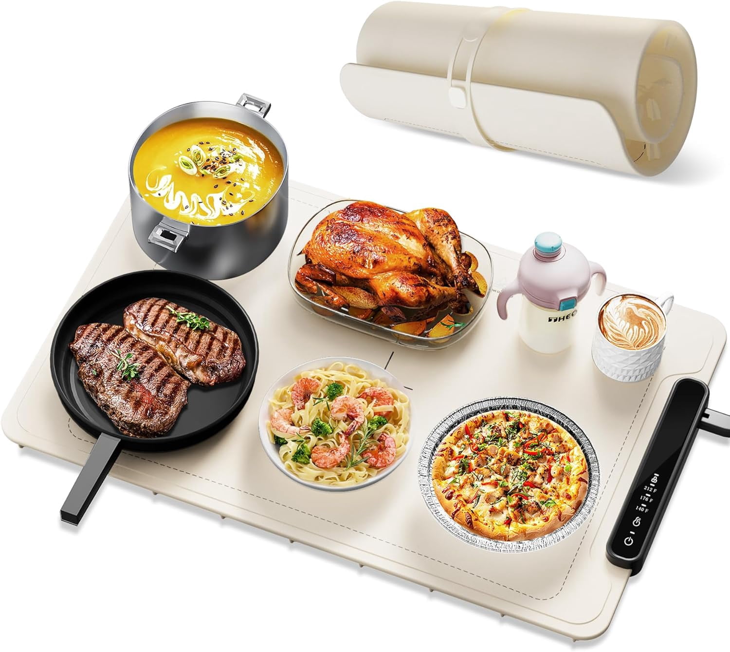 sasyxdc Food Warming Mat Silicone Electric Warming Tray with 3 Modes ...