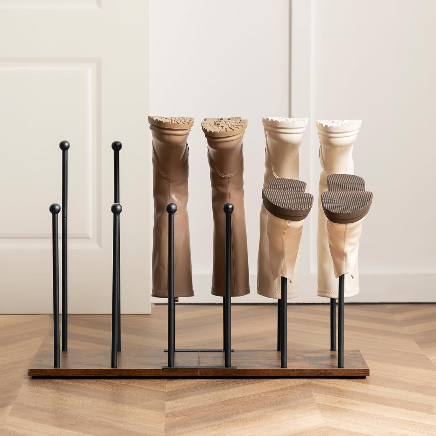 sasyxdc Free Standing Boot Racks Black Metal - Boot Organizer for Shoes ...