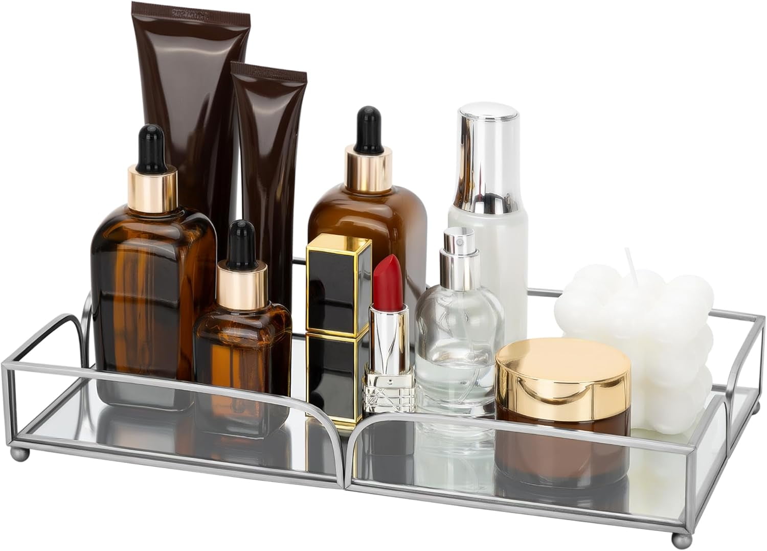 sasyxdc Gold Glass Tray Handmade Mirror Tray for Perfume Jewelry Makeup ...