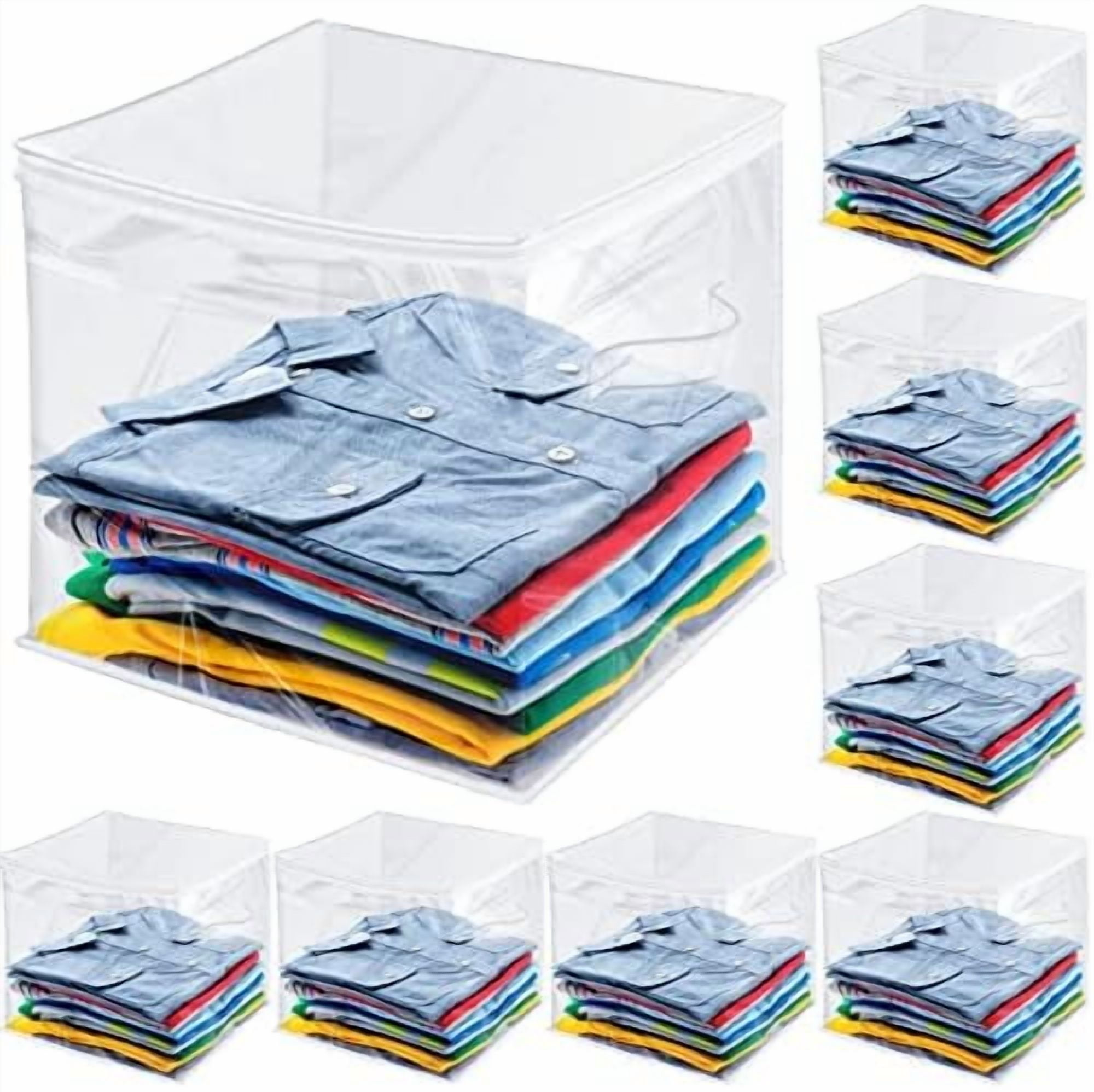 15 Pcs Clear Cube Storage Bins 14 x 14 x 14 Inch Plastic Zippered Cube ...