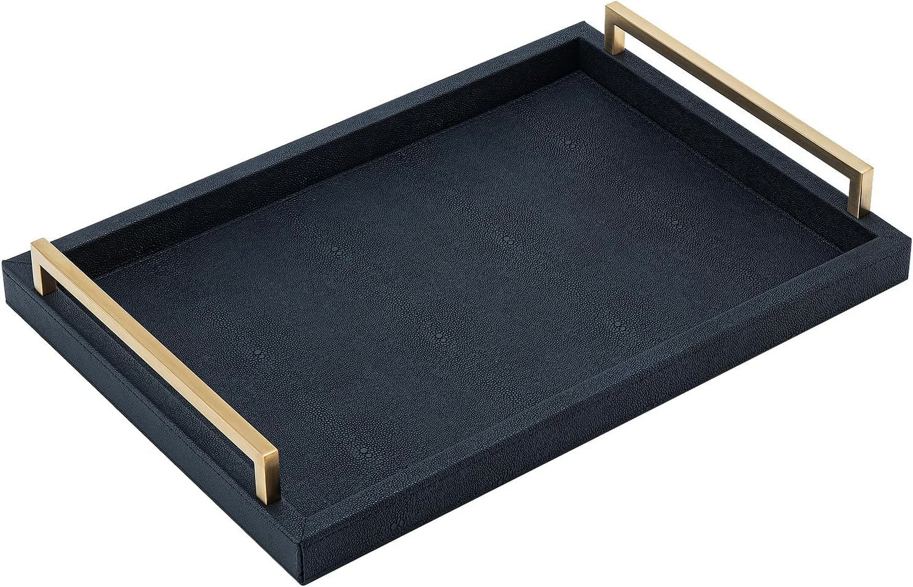 sasyxdc HIPOTY Navy Blue Decorative Serving Tray Shagreen Leather ...