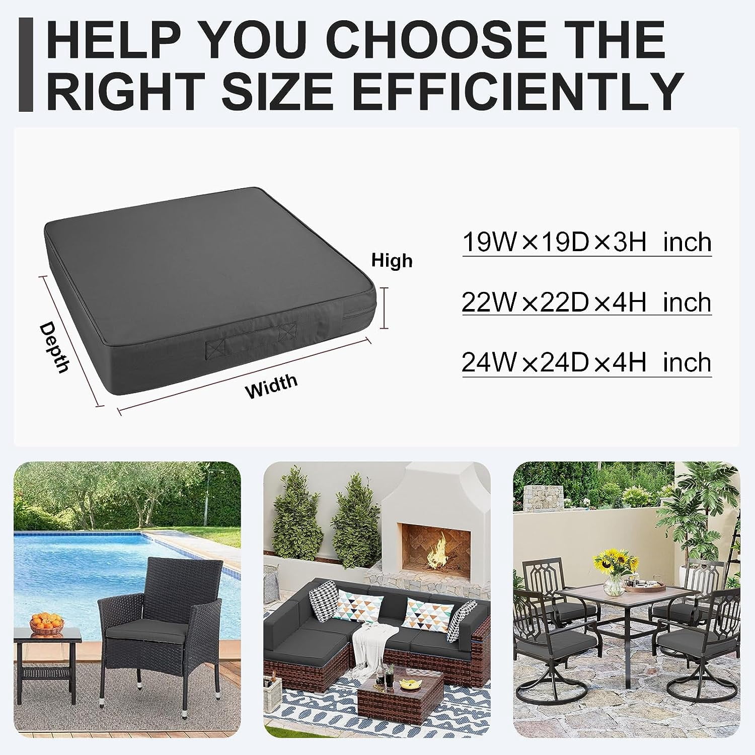 sasyxdc HIPOTY Navy Blue Seat 24" W x 24" D x 4" H Sun Resistant for ...