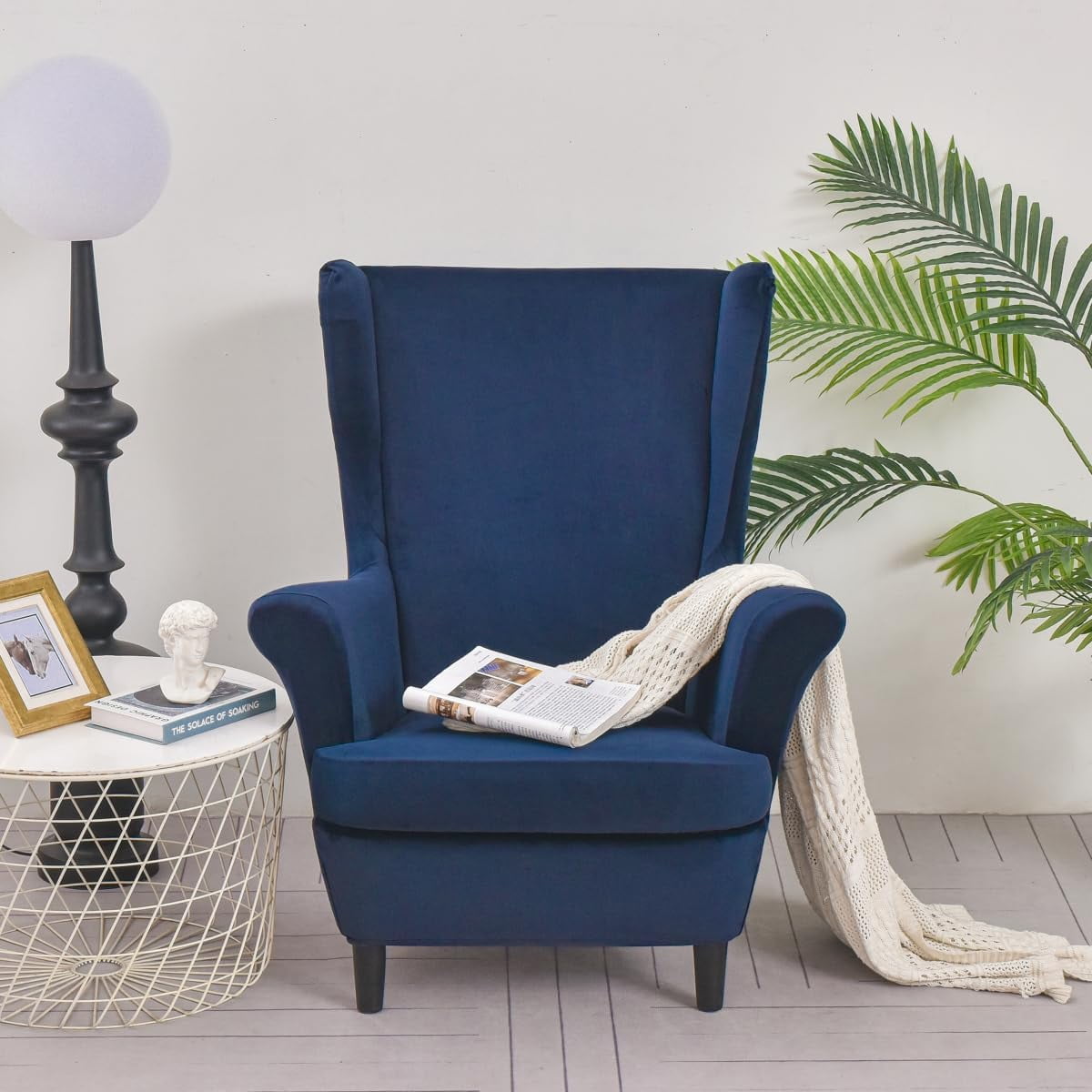 sasyxdc HIPOTY Wingback Chair 2 Piece Stretch Velvet Wingback Chair ...