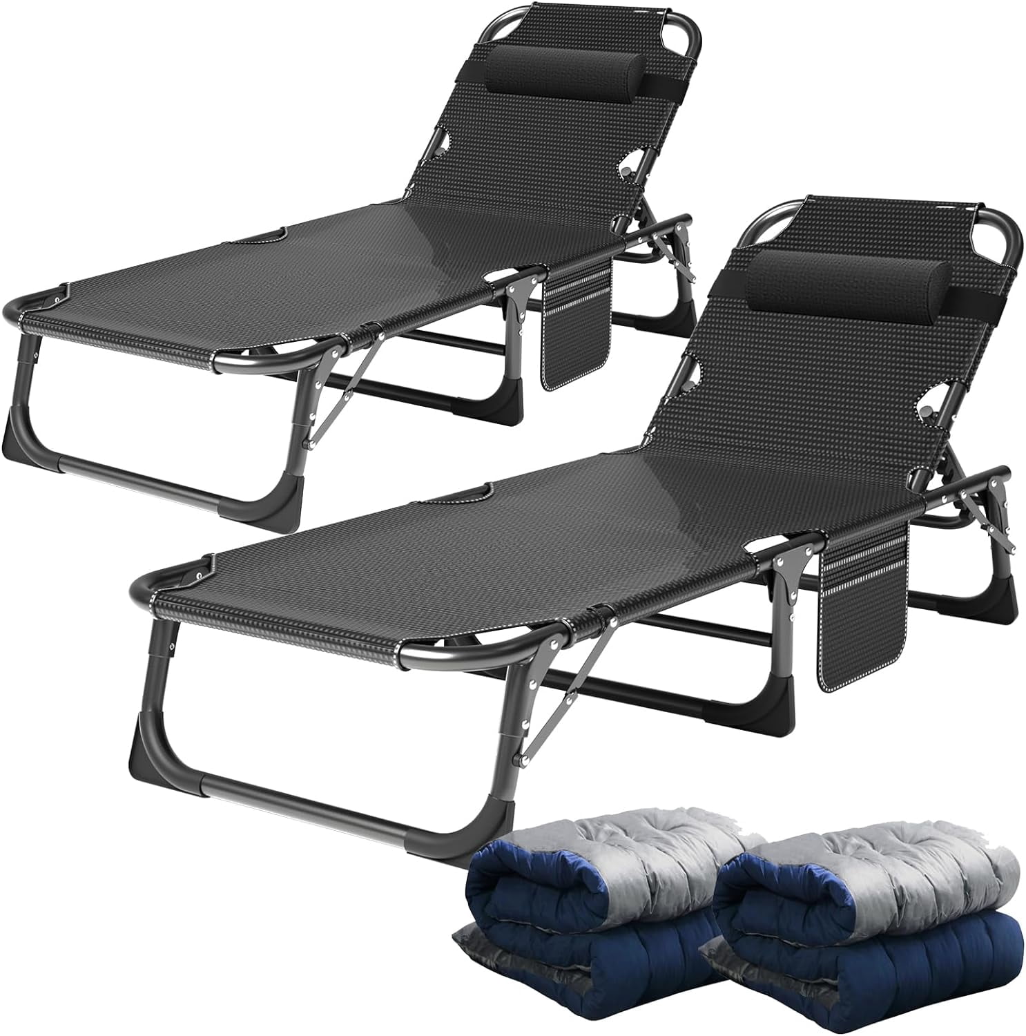 sasyxdc Heavy Duty Tanning Chair Outdoor 5-Position Folding Chaise ...