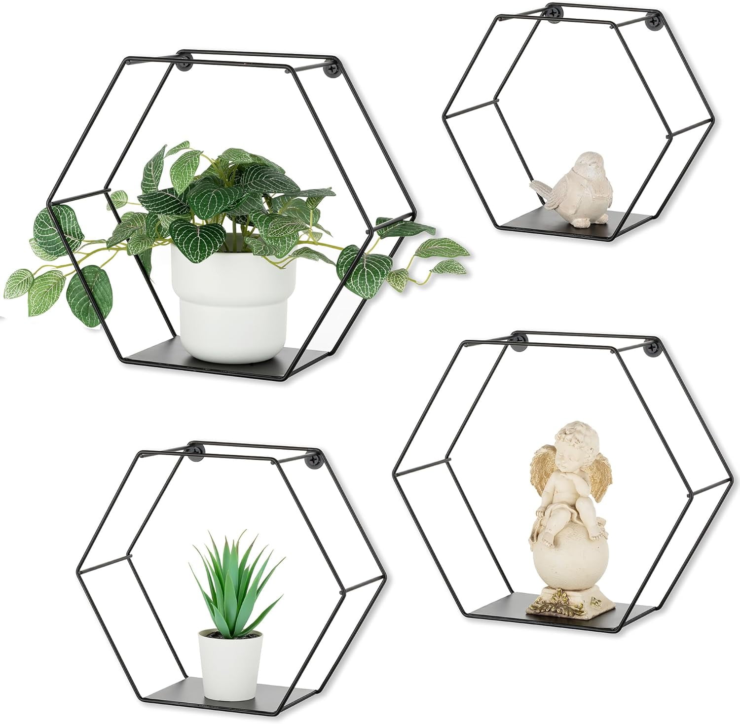 sasyxdc Hexagon Shelves Black Metal - Floating Geometric Hexagon Shelf ...