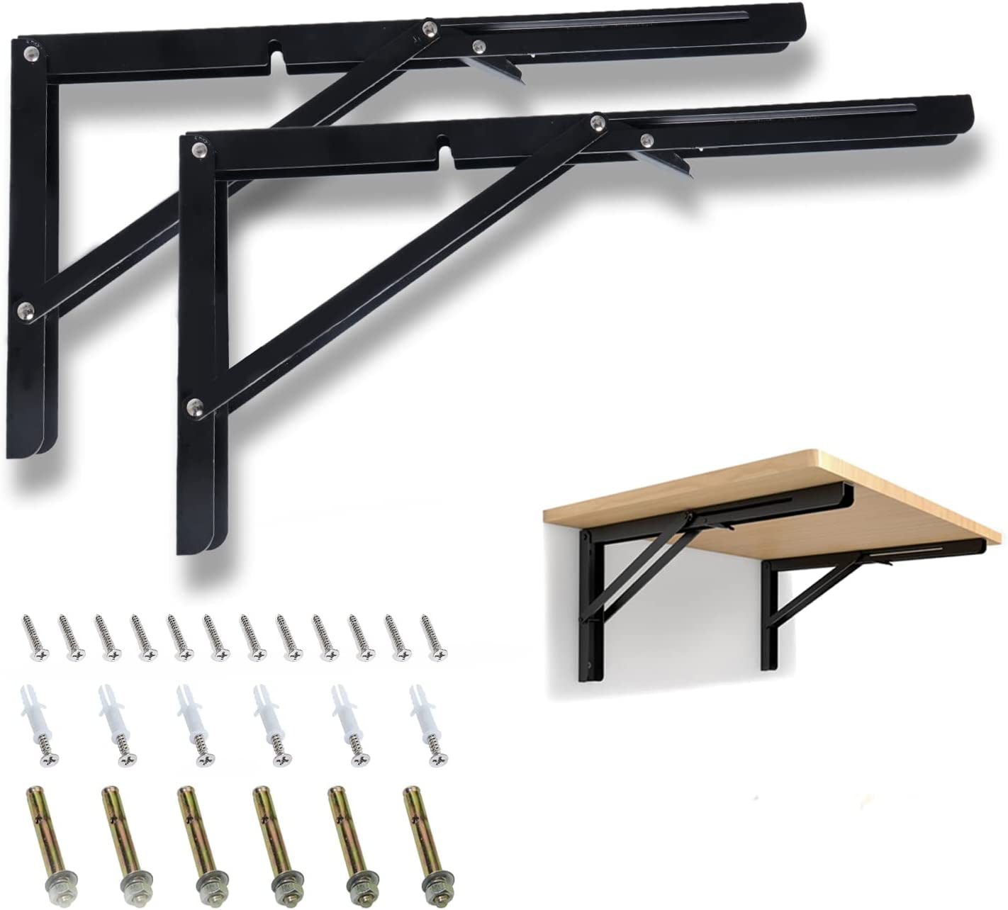 sasyxdc JKLCH 16" Folding Shelf Bracket Carbon Steel Triangle Wall ...