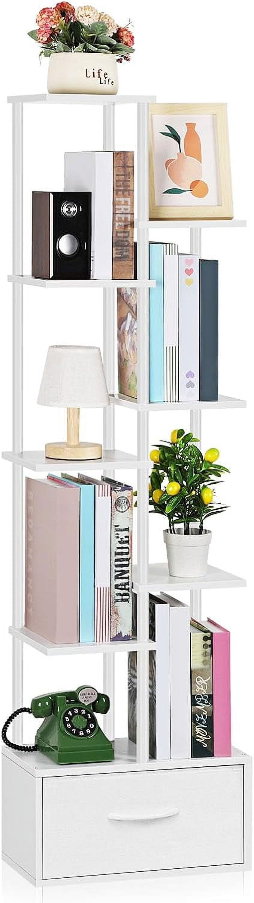 sasyxdc JKLCH LTKIF Bookshelf with Fabric Drawer 7 Tier Bookcase with ...