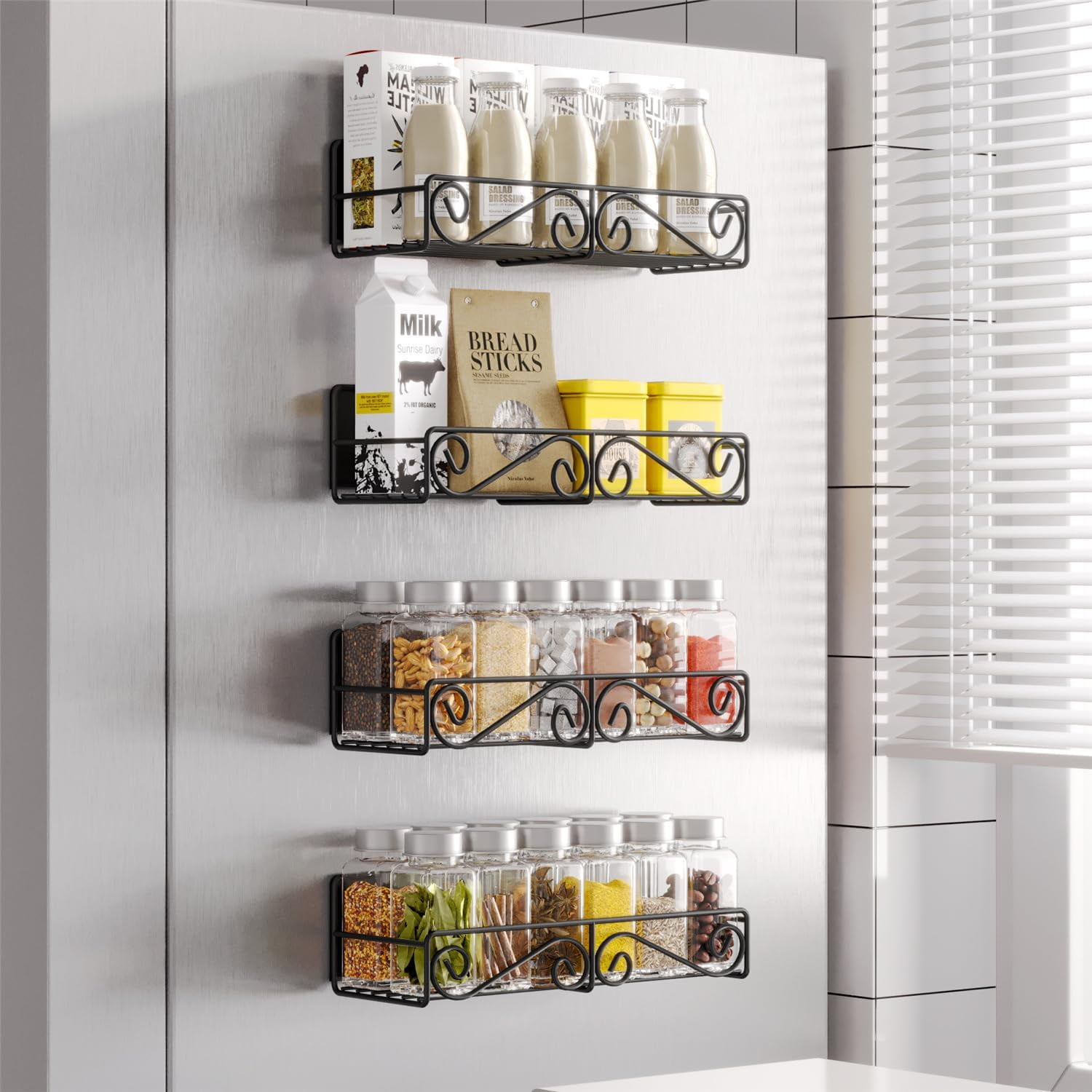 sasyxdc JKLCH LTKIF Magnetic Spice Rack Strong Magnetic Shelf with 2 ...