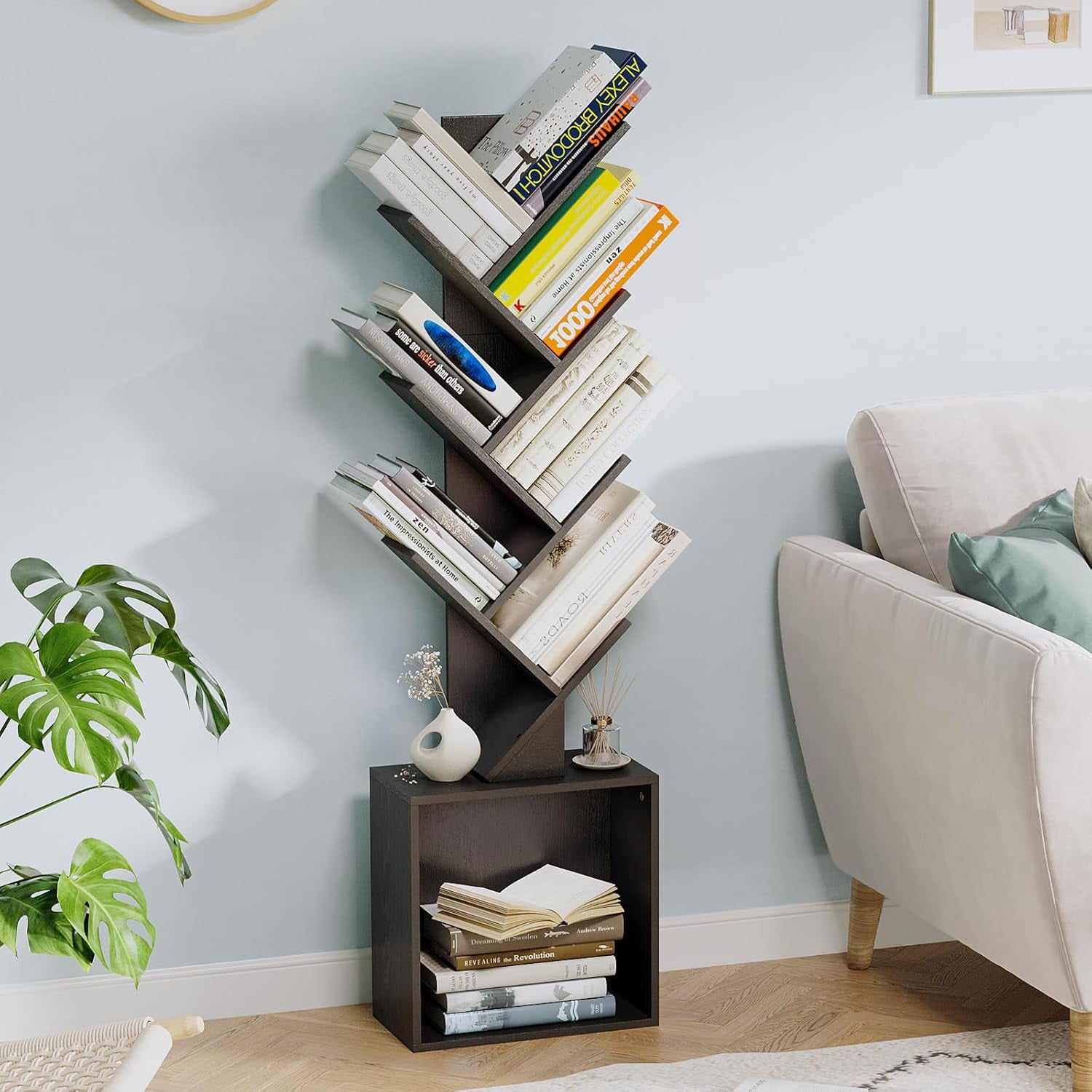 hltdhyi JKLCH LTKIF Tree Bookshelf 6 Tier Floor Standing Bookcase ...