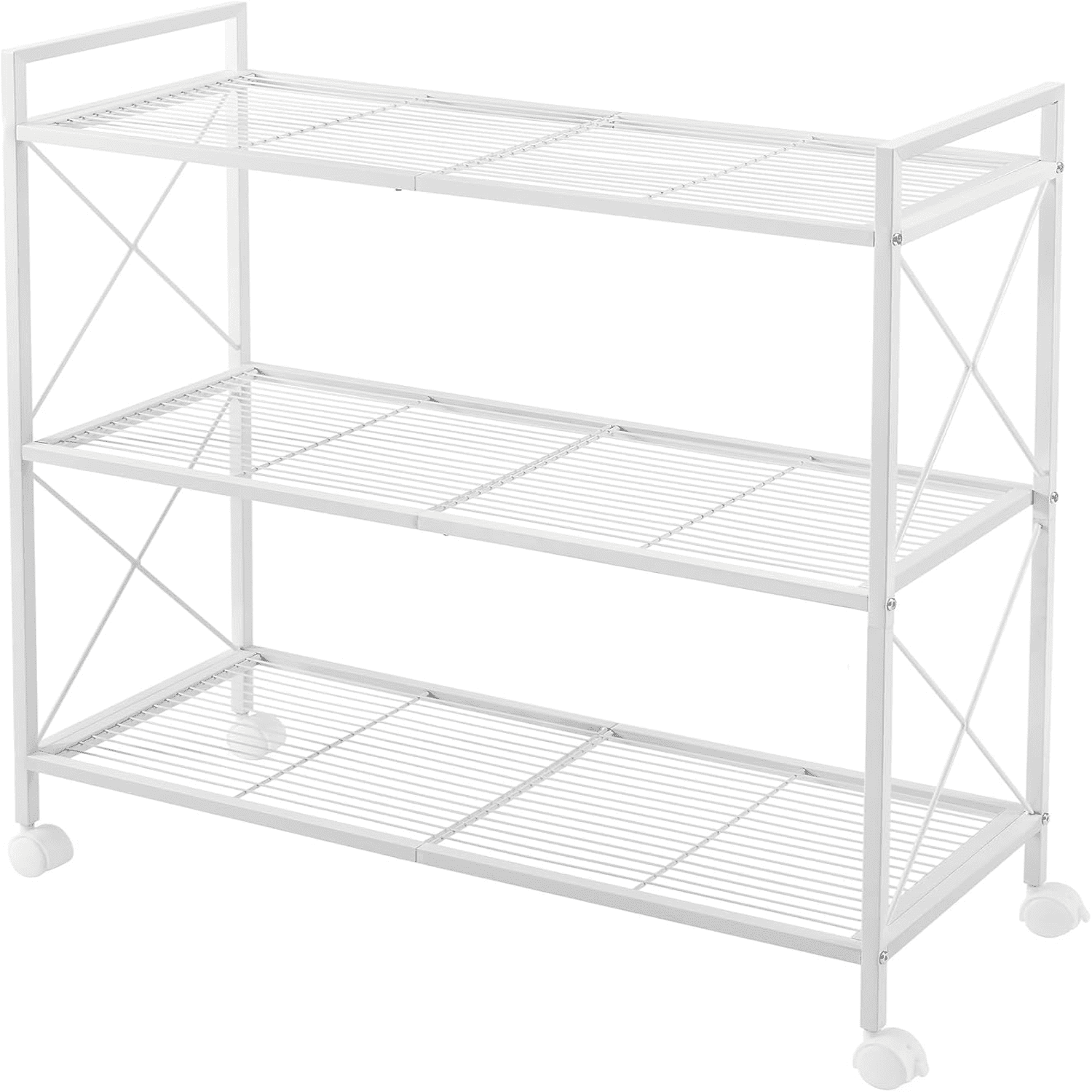 sasyxdc KFHDMCV 3-Tier Metal Storage Rack with Wheels Mesh Unit with X ...