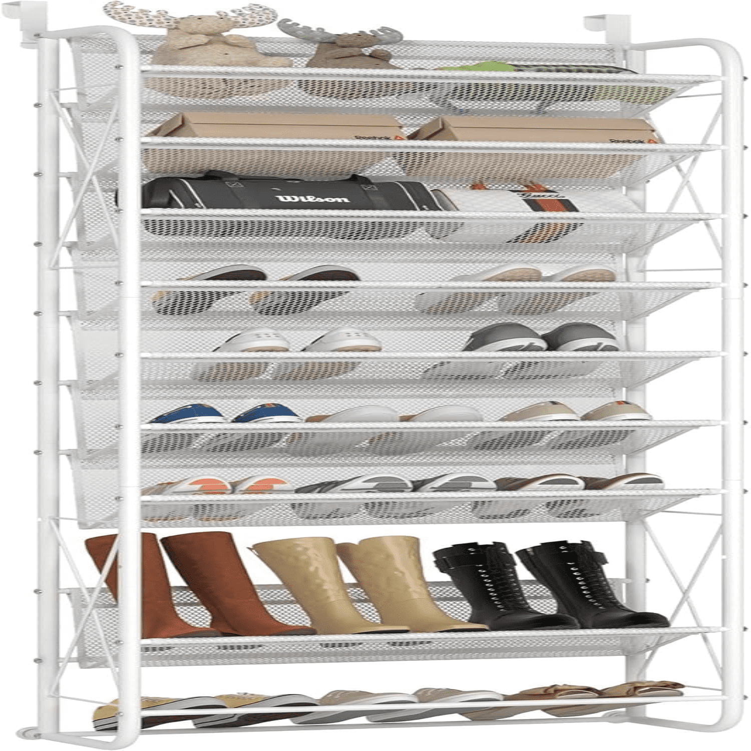 sasyxdc KFHDMCV KFHDMCV 10 Tier Shoe Rack Mesh Fabric Over The Door ...