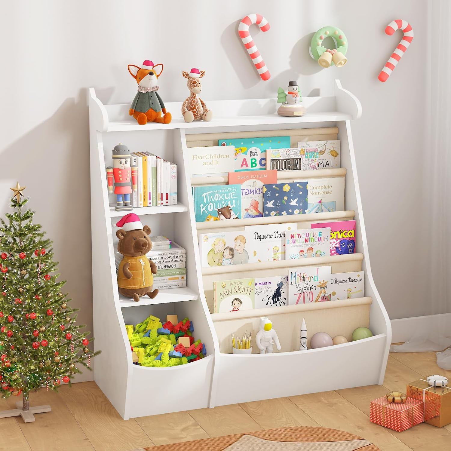 sasyxdc Kids Bookshelf Kids Toy Storage Organizer Baby Storage Book 4 ...