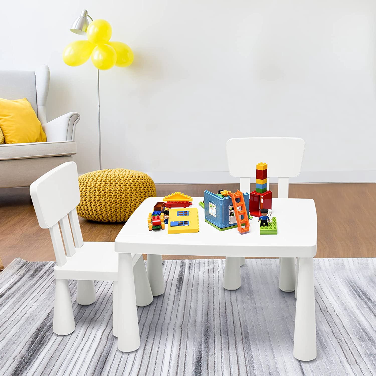 sasyxdc Kids and Chairs 3-Piece Children Nursery for Drawing Reading ...