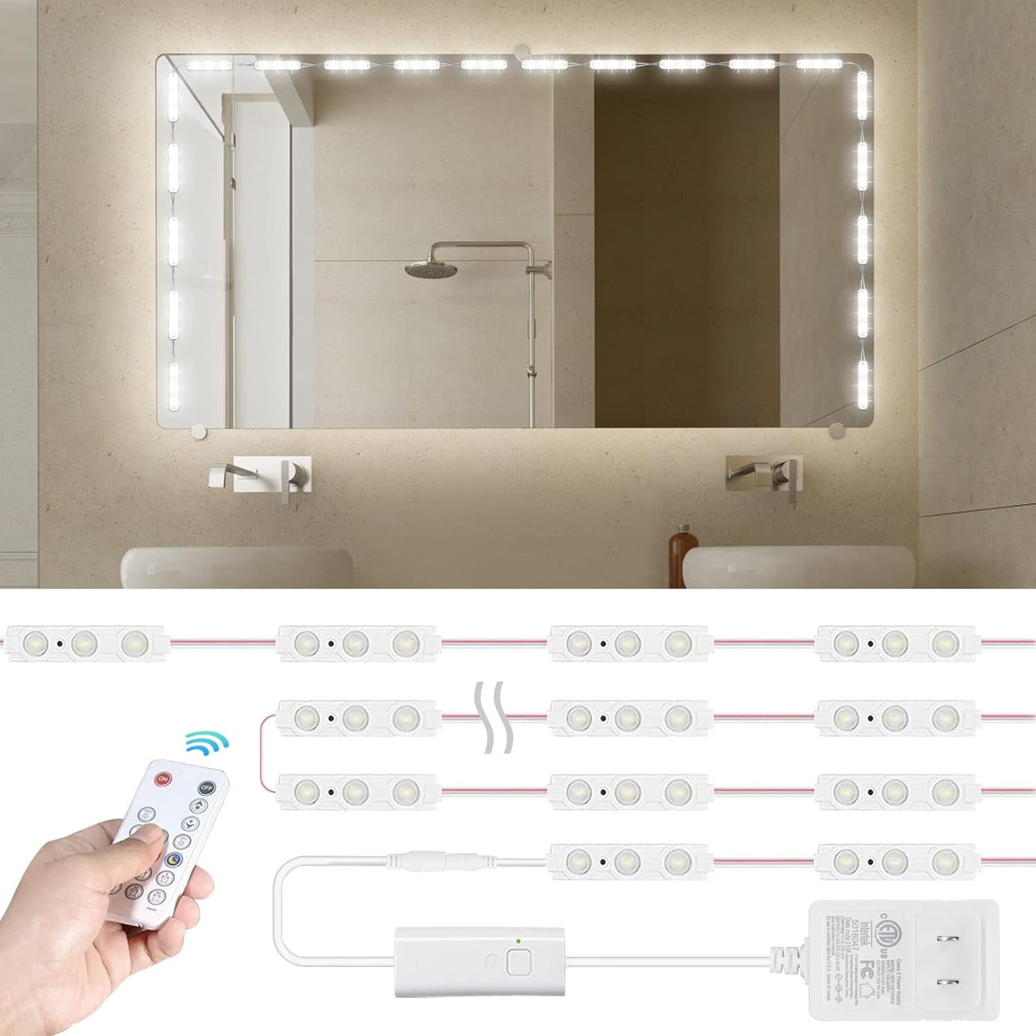 sasyxdc LED Vanity Mirror Lights with RF Remote Dimmable Hollywood ...