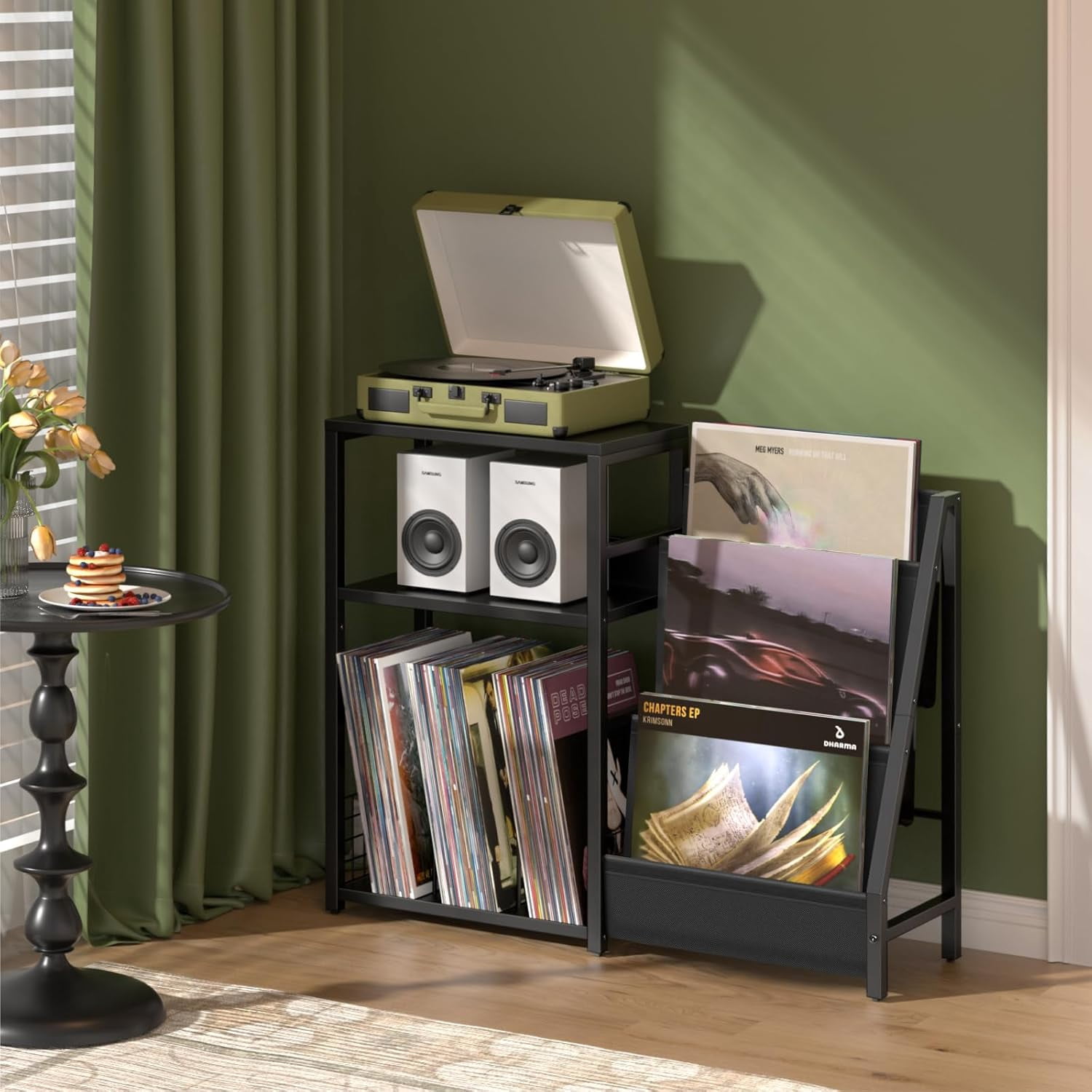 sasyxdc LELELINKY Record Player Stand Black Adjustable Guitar Stand for ...
