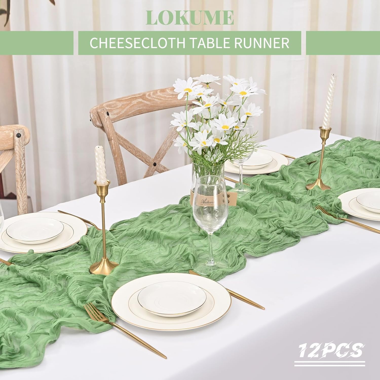 sasyxdc LOKUME 12 Pack 35x70 Inch Cheese Cloth Table Runners Black Boho ...