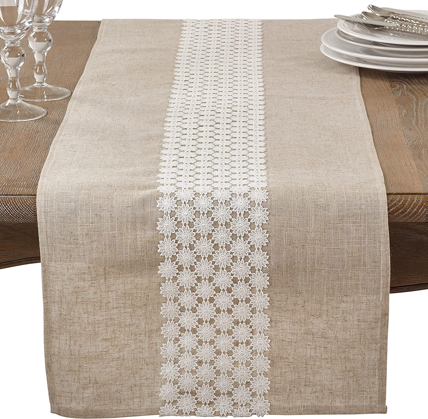 sasyxdc Lace Daisy Table Runner Natural 16" x 90" - Walmart.com