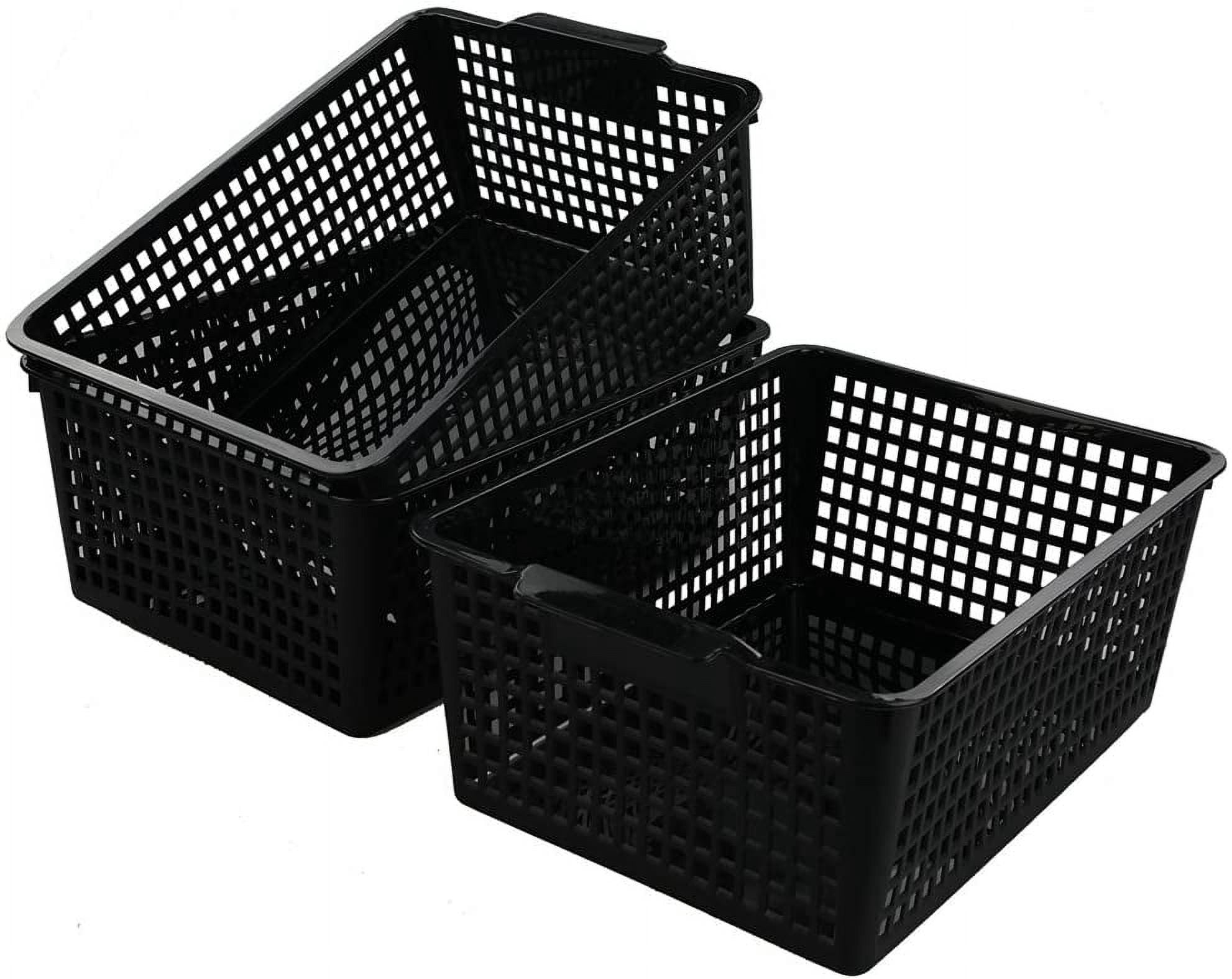 sasyxdc Large Plastic Storage Bins Basket Organizer Black - Walmart.com