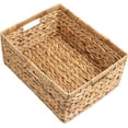 sasyxdc Large Rectangular Wicker Basket Water Hyacinth and Seagrass Storage Basket with Built-in ...