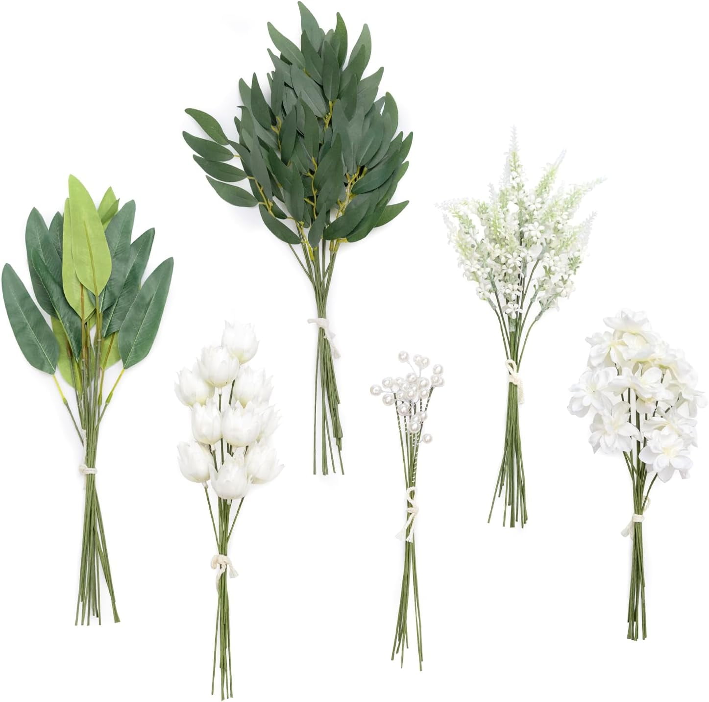 sasyxdc Ling's Artificial Greenery Stems Box Set 42pcs with 6 Kinds of ...