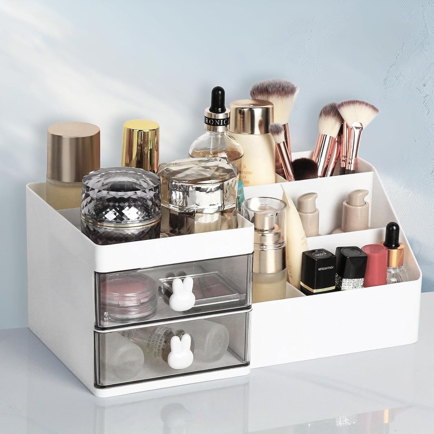 sasyxdc Makeup Organizer With 2 Drawers Countertop Organizer For Vanity ...