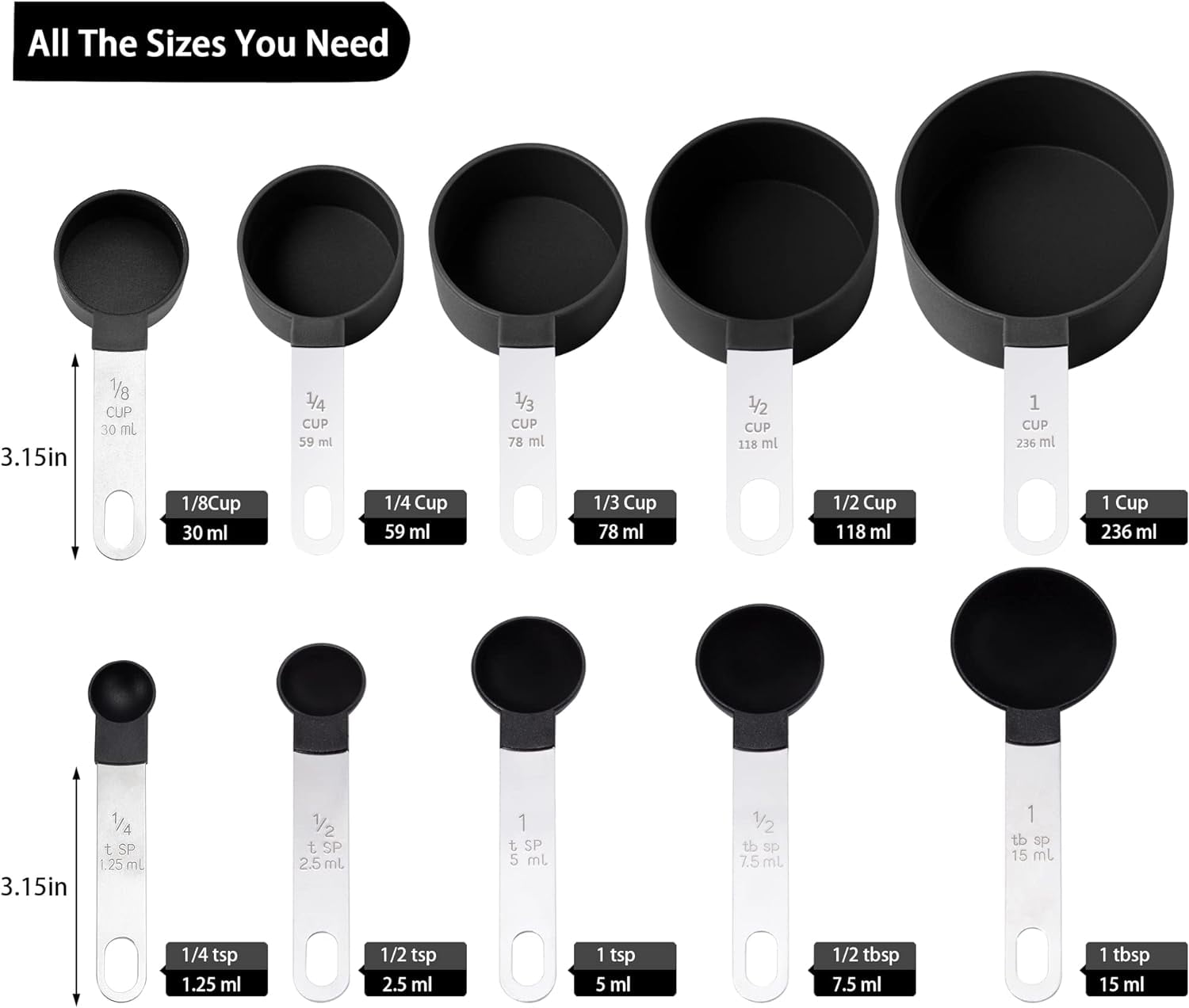 sasyxdc Measuring Cups and Spoons Set of Kitchen Gadgets 10 Pieces ...