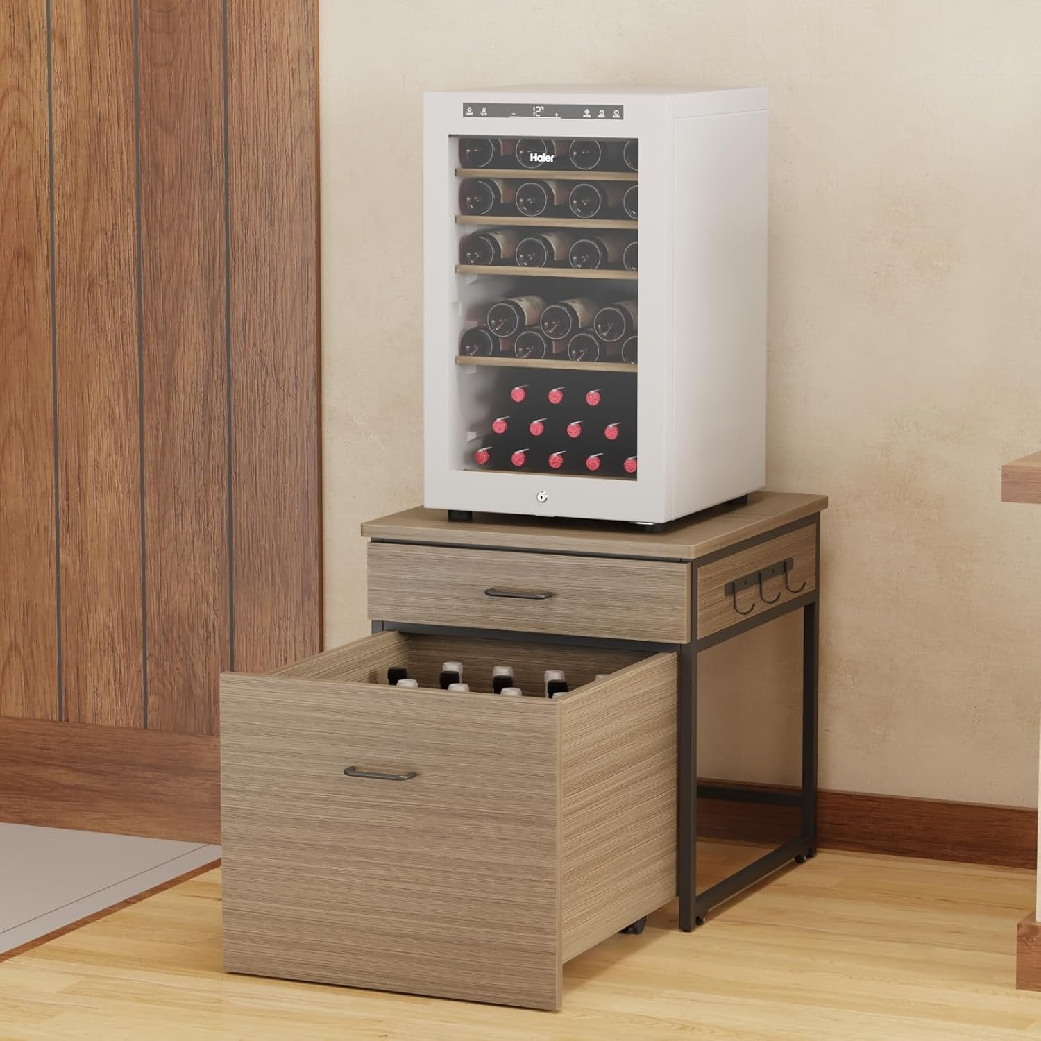 sasyxdc Mini Fridge Stand with Storage Heavy Duty Mini Fridge with ...