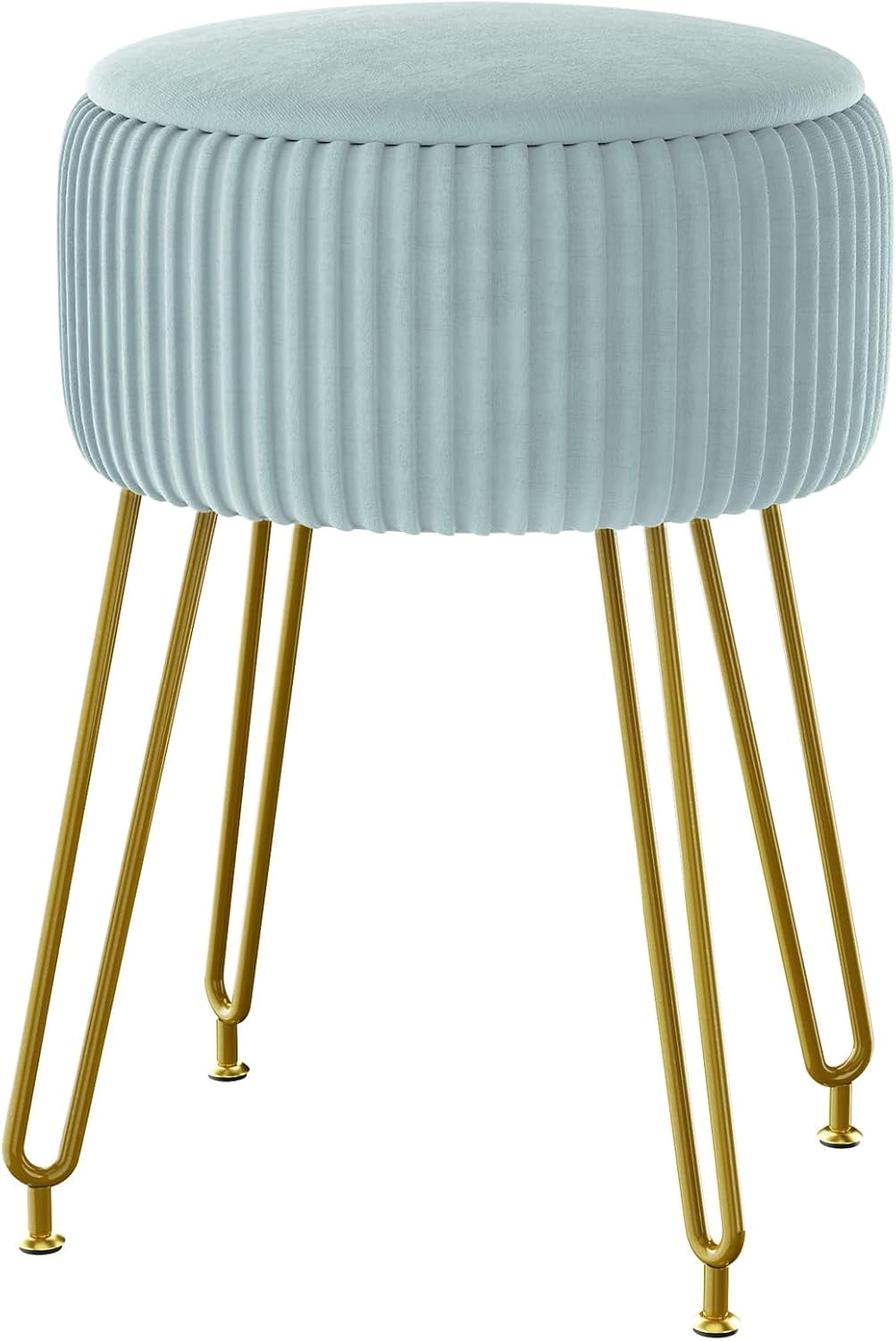 sasyxdc Modern Velvet Round Footstool Ottoman Vanity Chair for Makeup ...