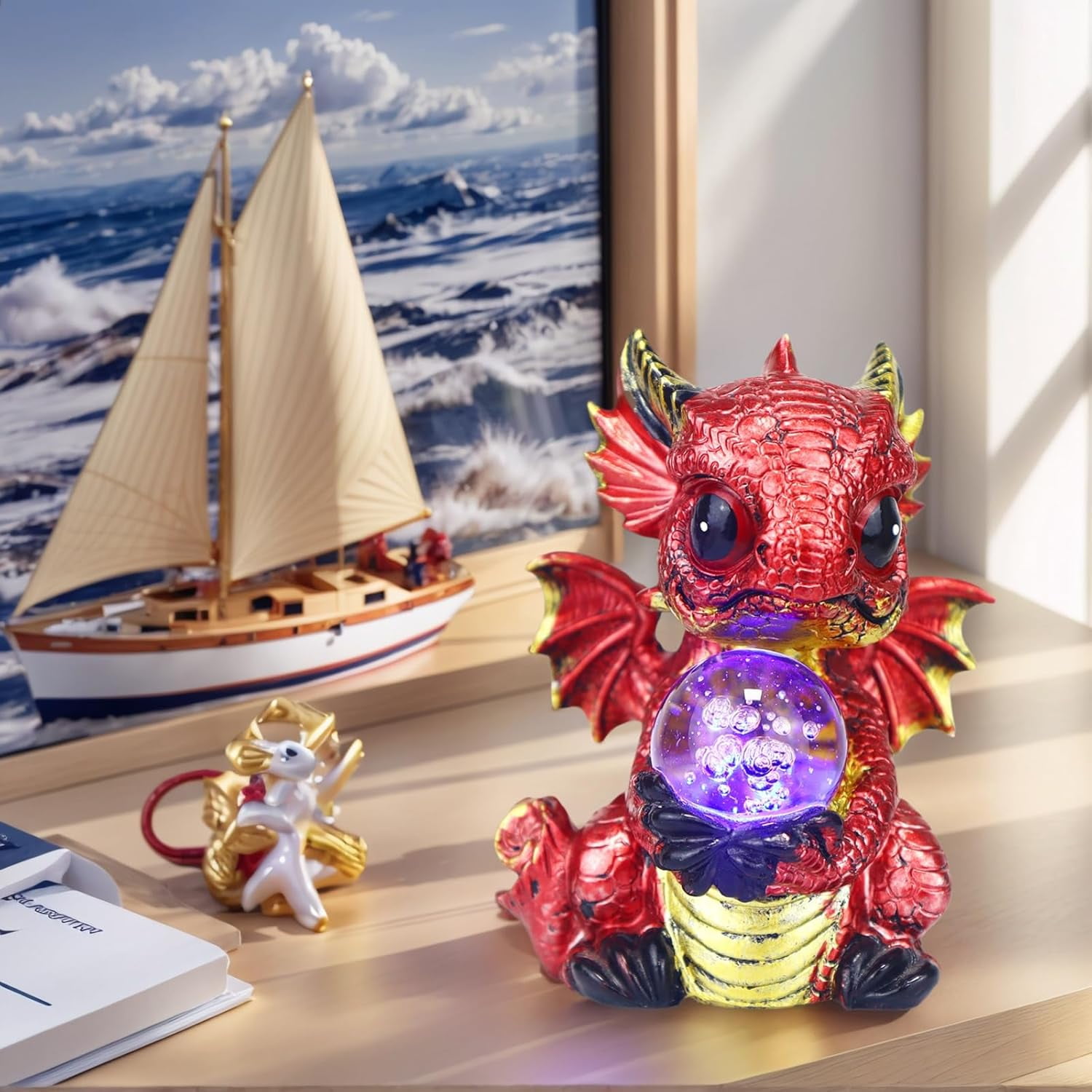 sasyxdc Mystic Glow Dragon Statue - Color-Changing LED Light Decor ...