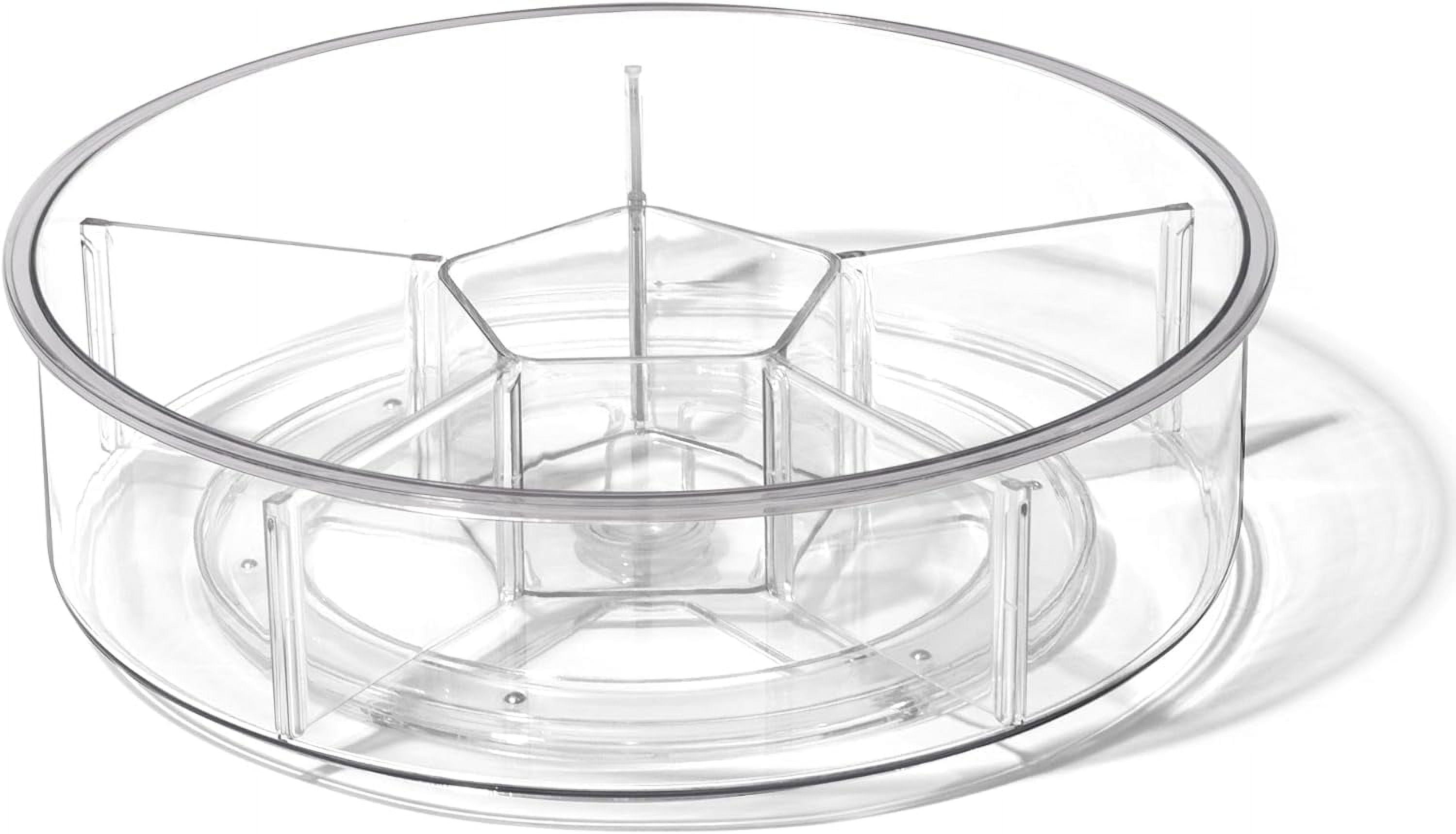 sasyxdc Plastic Round Turntable Organizer with 6 Compartments - Clear ...