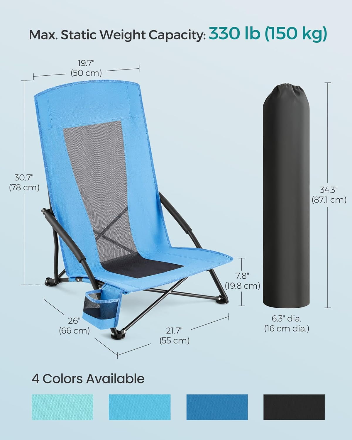 sasyxdc Portable Beach Chairs for Adults . Load 330 lb Each High ...