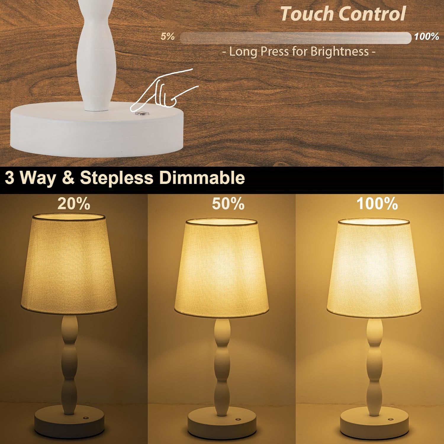 sasyxdc Portable Cordless Table Lamp Touch Desk Lamp Rechargeable ...