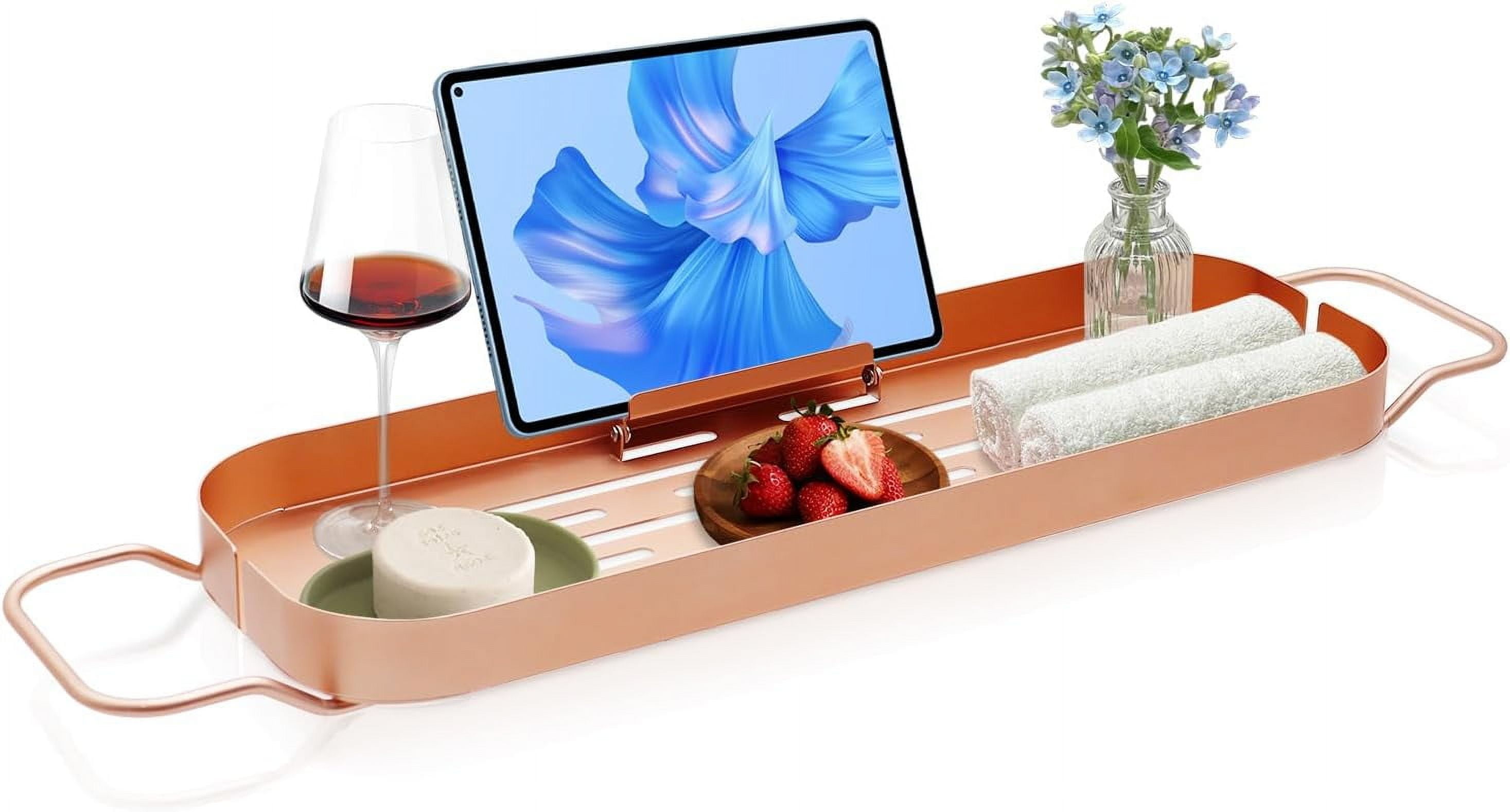 Hltser Premium Aluminum Bathtub Tray Caddy - Bath Tub Tray Table for ...