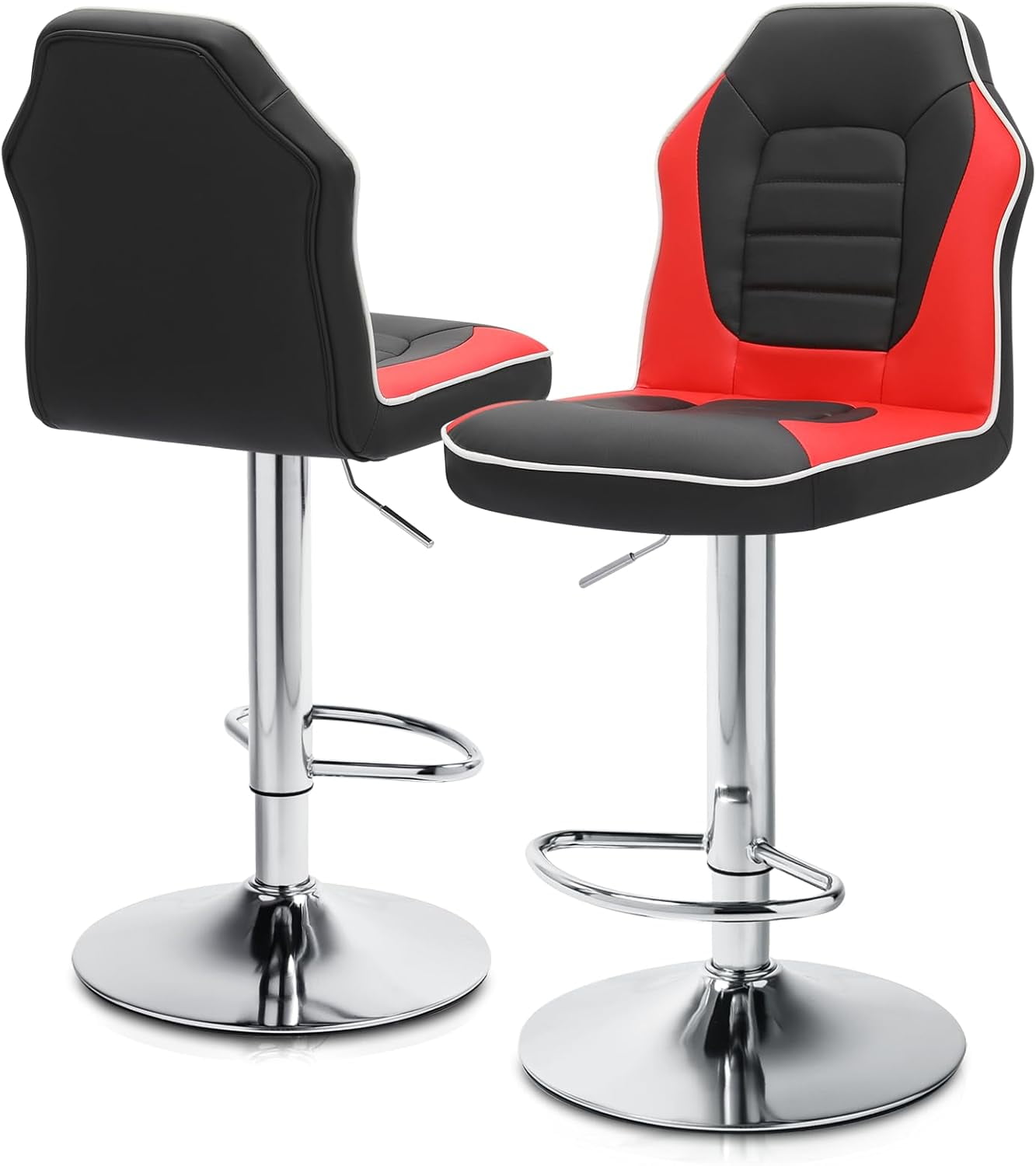 sasyxdc Racing Style Bar Stools Height Adjustable PU Leather Barstools ...