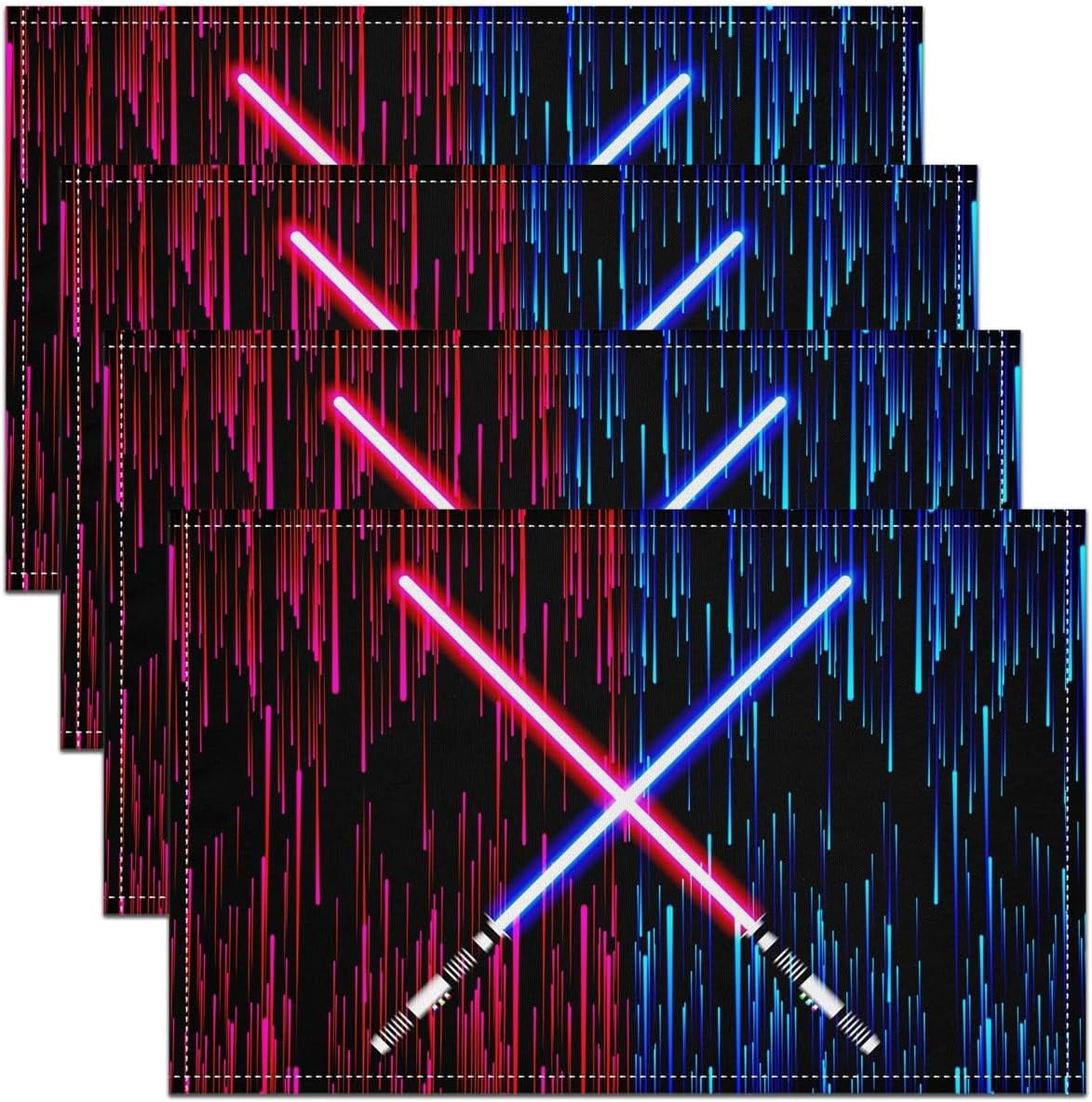 sasyxdc Red Blue Lightsaber 12x18 Inch Placemats for Dining Table Neon ...