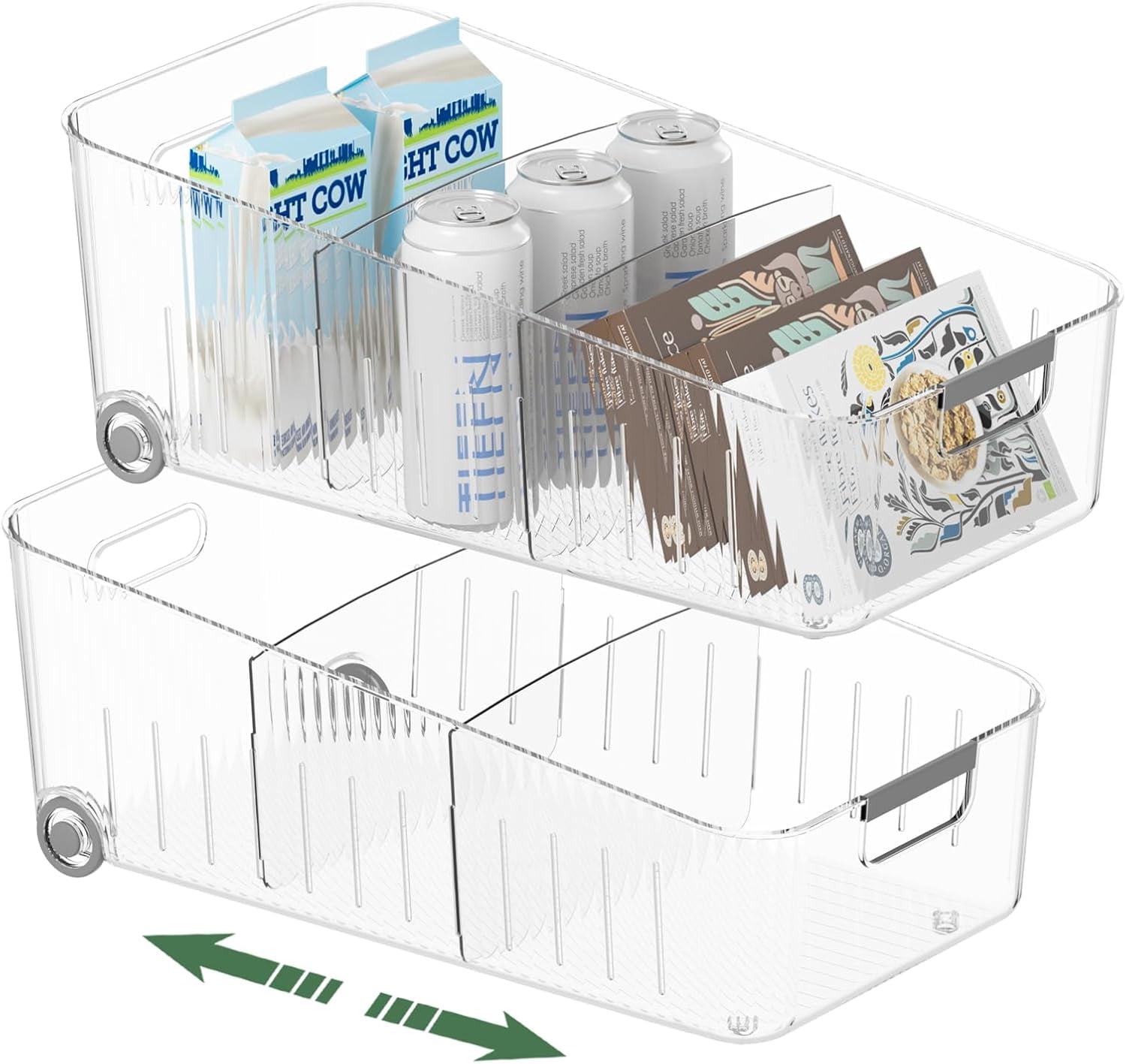 Hltser Refrigerator Organizers and Storage 2pcs Rolling Storage Bins ...