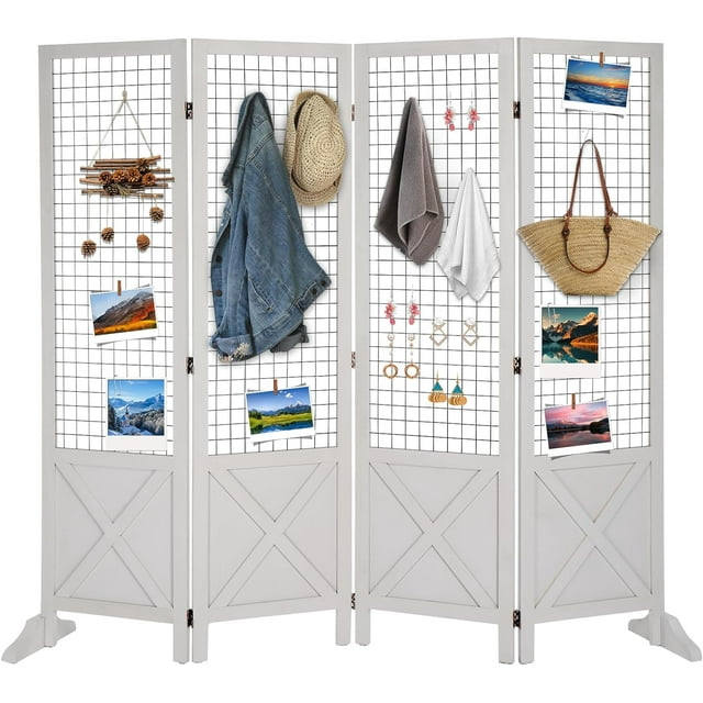 sasyxdc Room Divider Freestanding Gridwall 4 Panel Folding Display ...