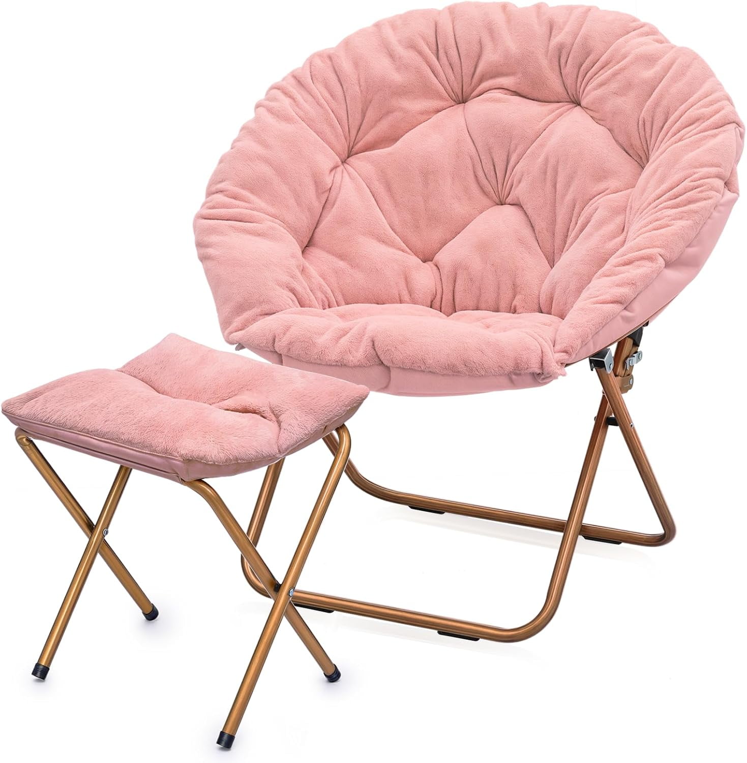 sasyxdc Round Folding Faux Fur Saucer Chair for Bedroom Living Room ...