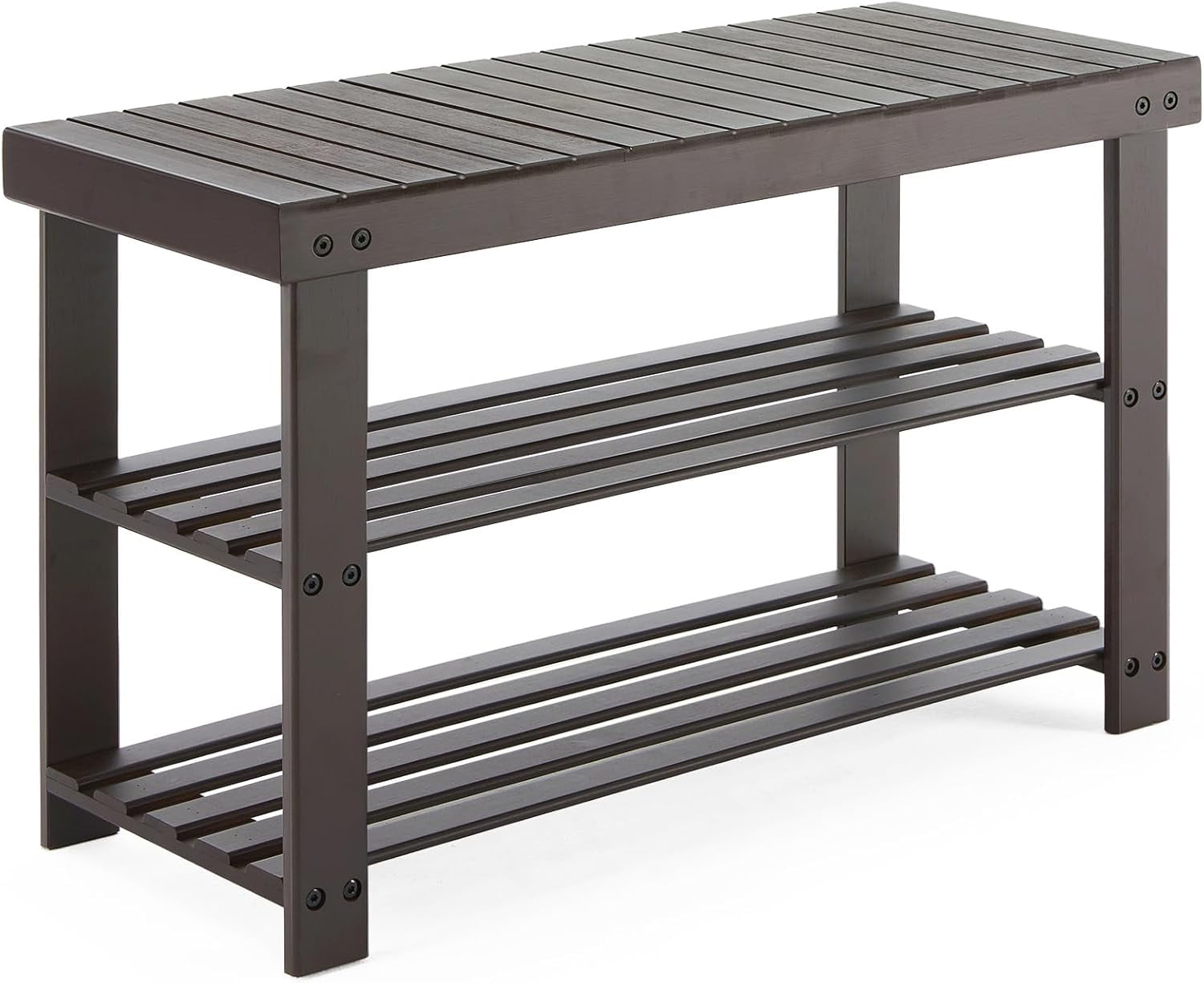 sasyxdc Shoe Rack Bench Bamboo 3 Tier Shoe Organizer Entryway Bench Up ...