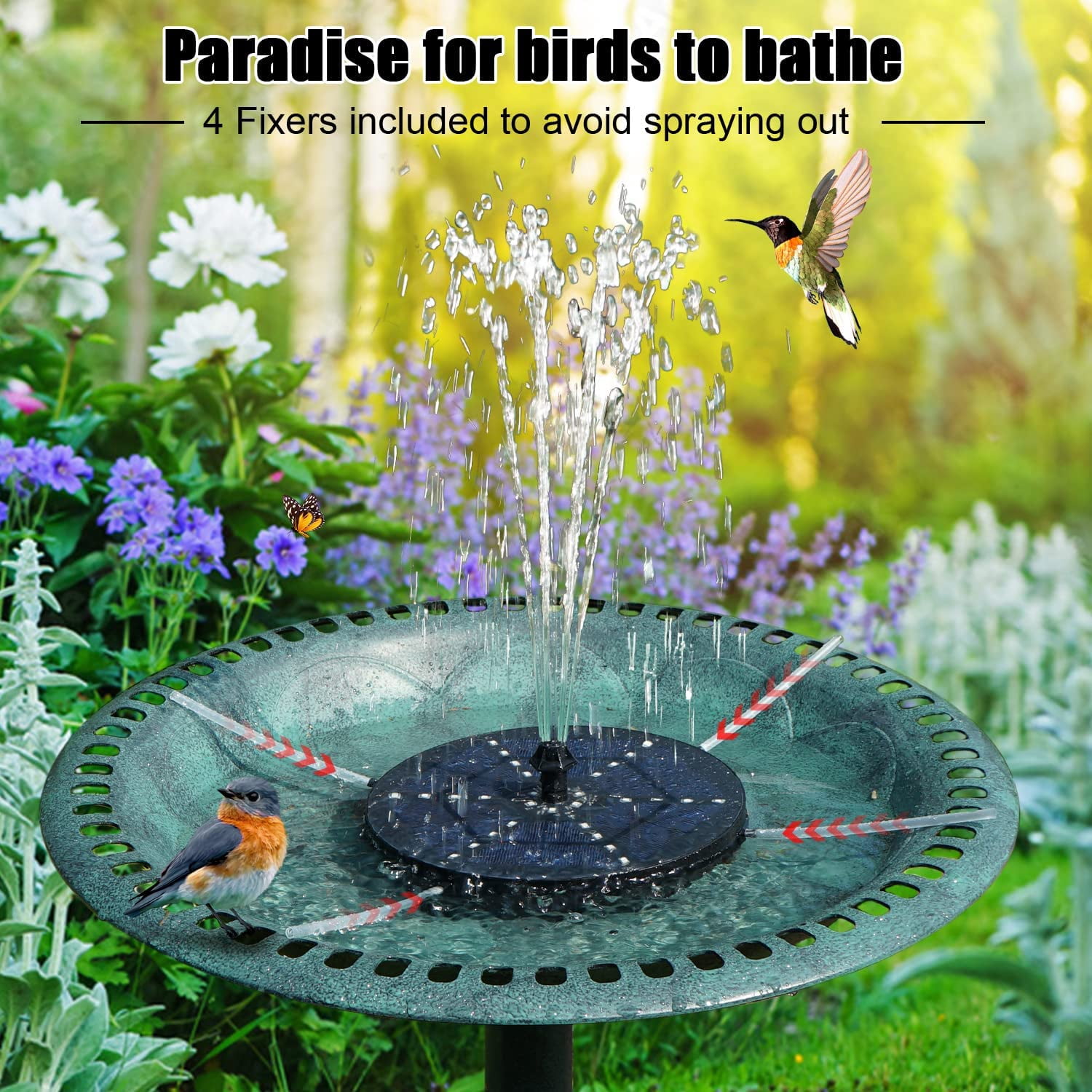 sasyxdc Solar Bath Fountains Upgraded 4W Solar Powered Water Fountain ...