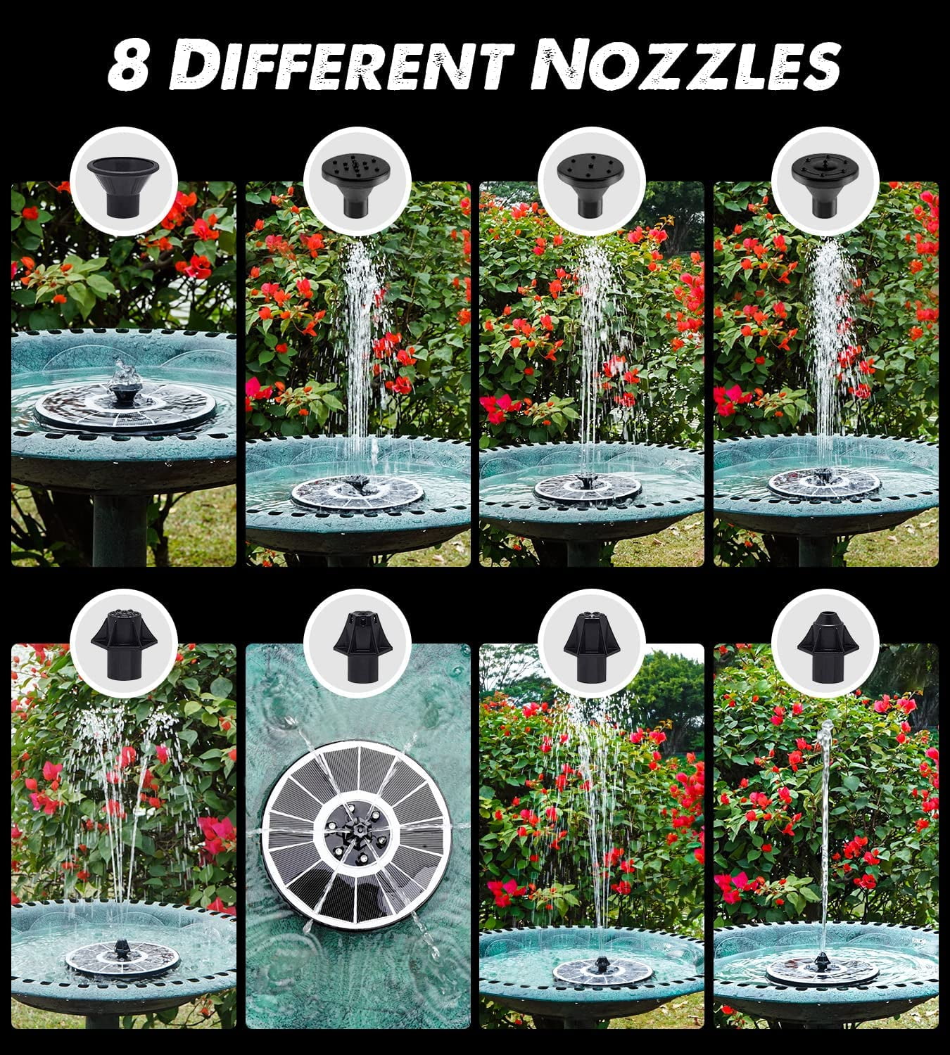 sasyxdc Solar Fountain Glass Panel with 2200 mah Battery 3.5W Floating ...