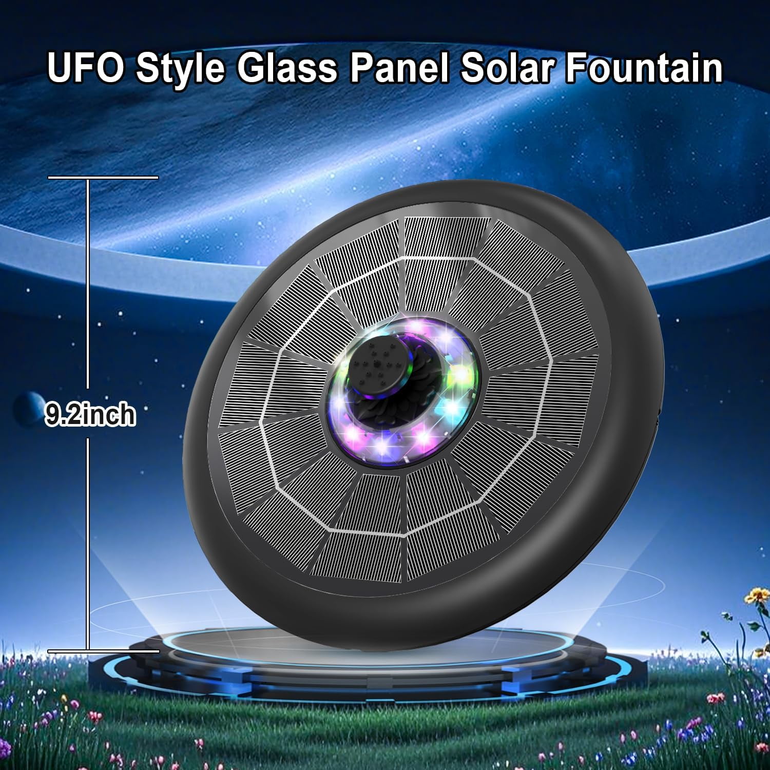 sasyxdc Solar Fountain UFO Style 2025 Upgrade 5W Glass Panel Solar ...