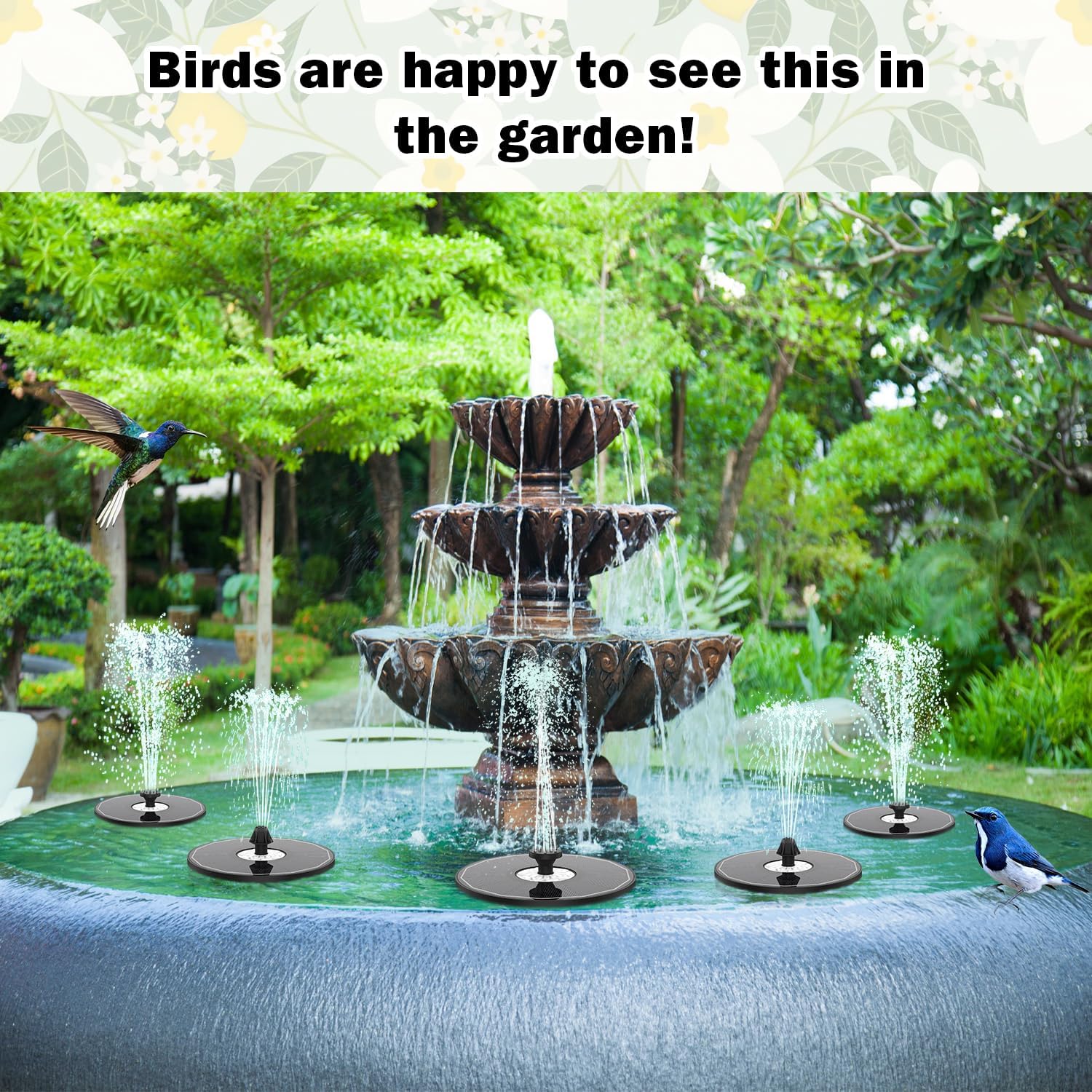 sasyxdc Solar Fountain White Flower 3.5W Glass Bath Fountains Solar ...