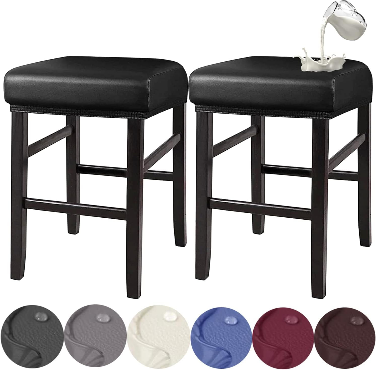 sasyxdc Stool Covers Rectangle Stretch Waterproof PU Rectangle Bar ...