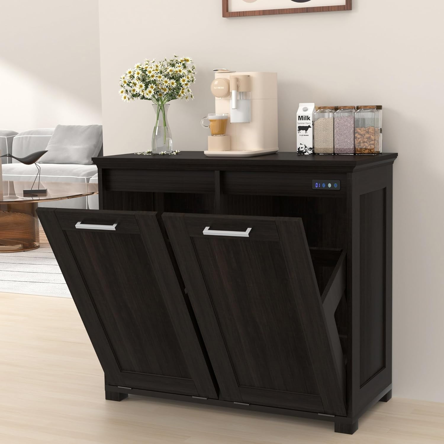 sasyxdc Tilt Out Trash Cabinet 10-Gallon Trash Can Cabinet with ...