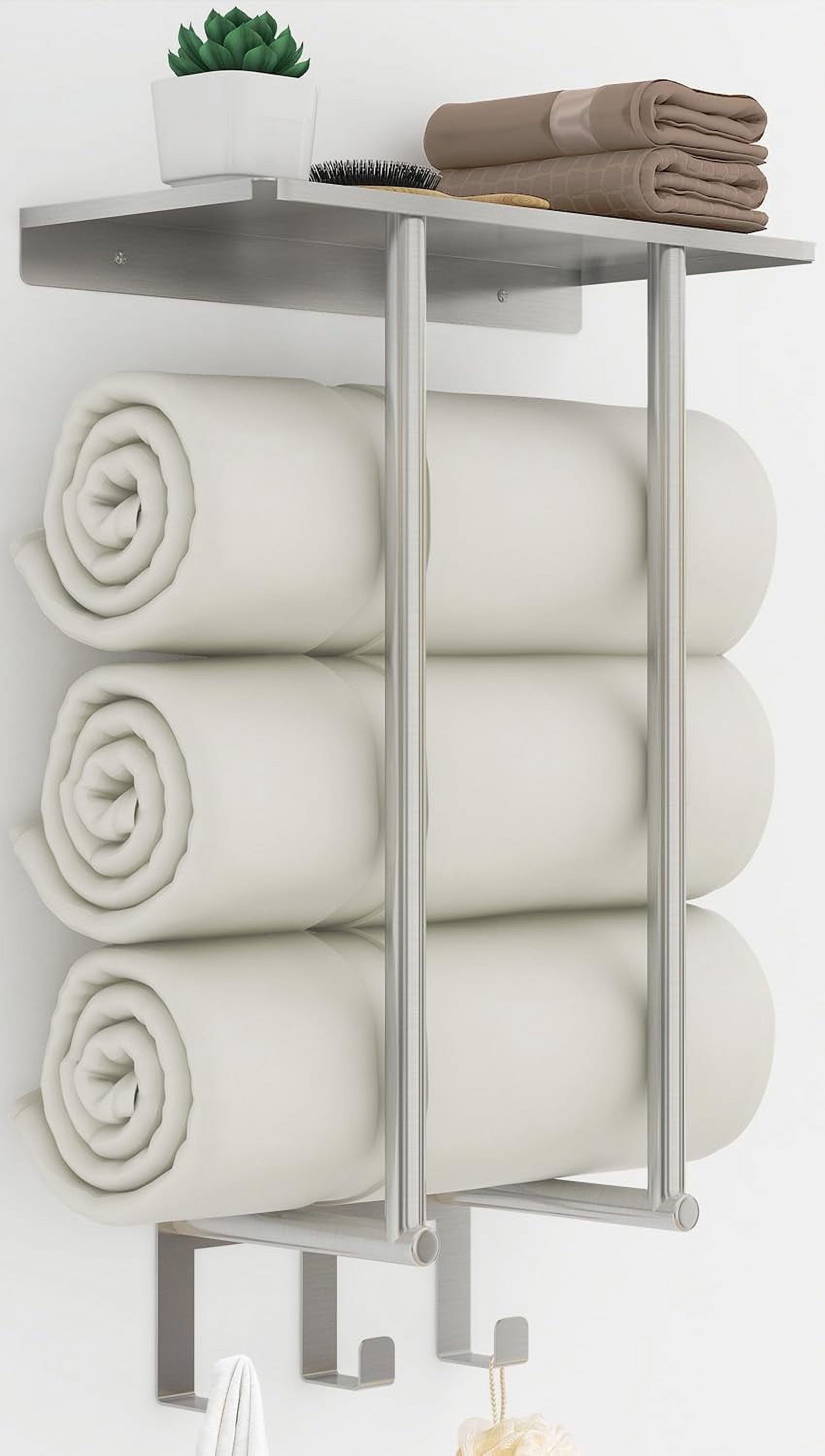 sasyxdc Towel Racks for Bathroom Towel Rack Wall Mounted with Shelf and ...