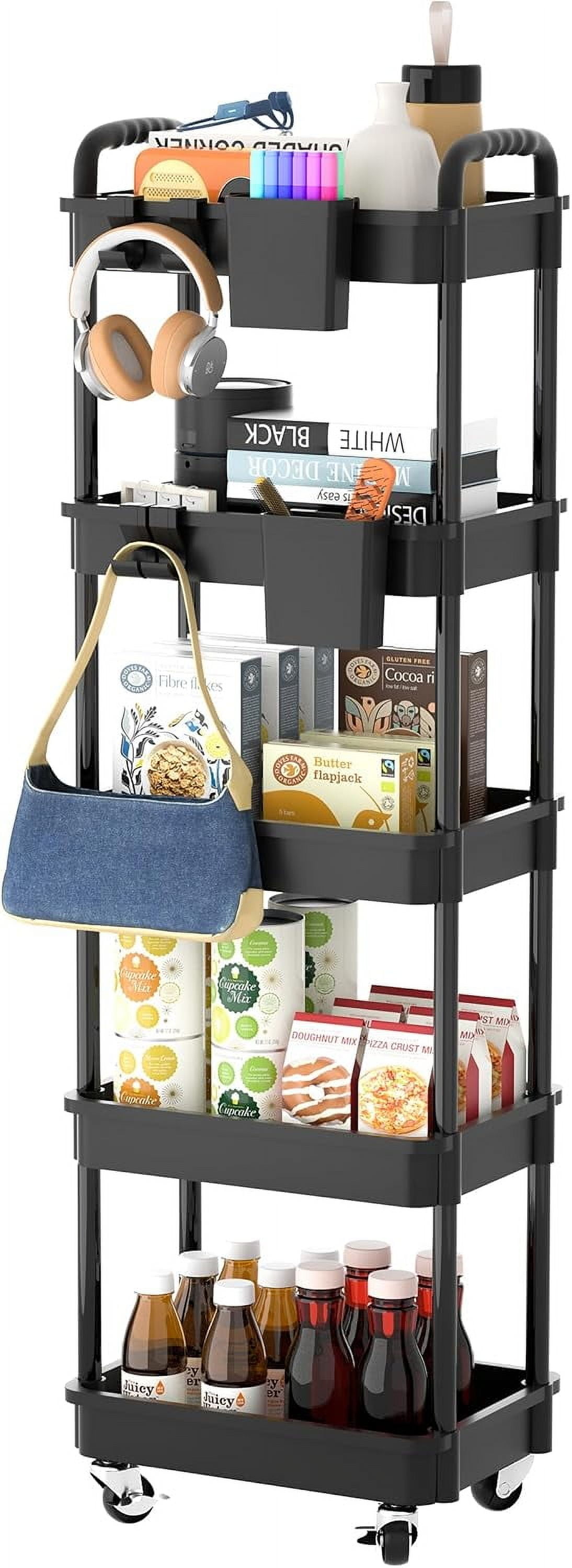 sasyxdc Utility Rolling Cart Storage Cart with Lockable Caster Wheels ...